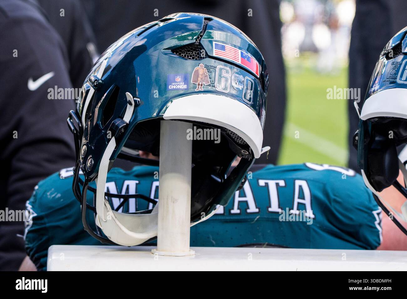 Philadelphia Eagles tackle Jordan Mailata's helmet sports the Walter ...