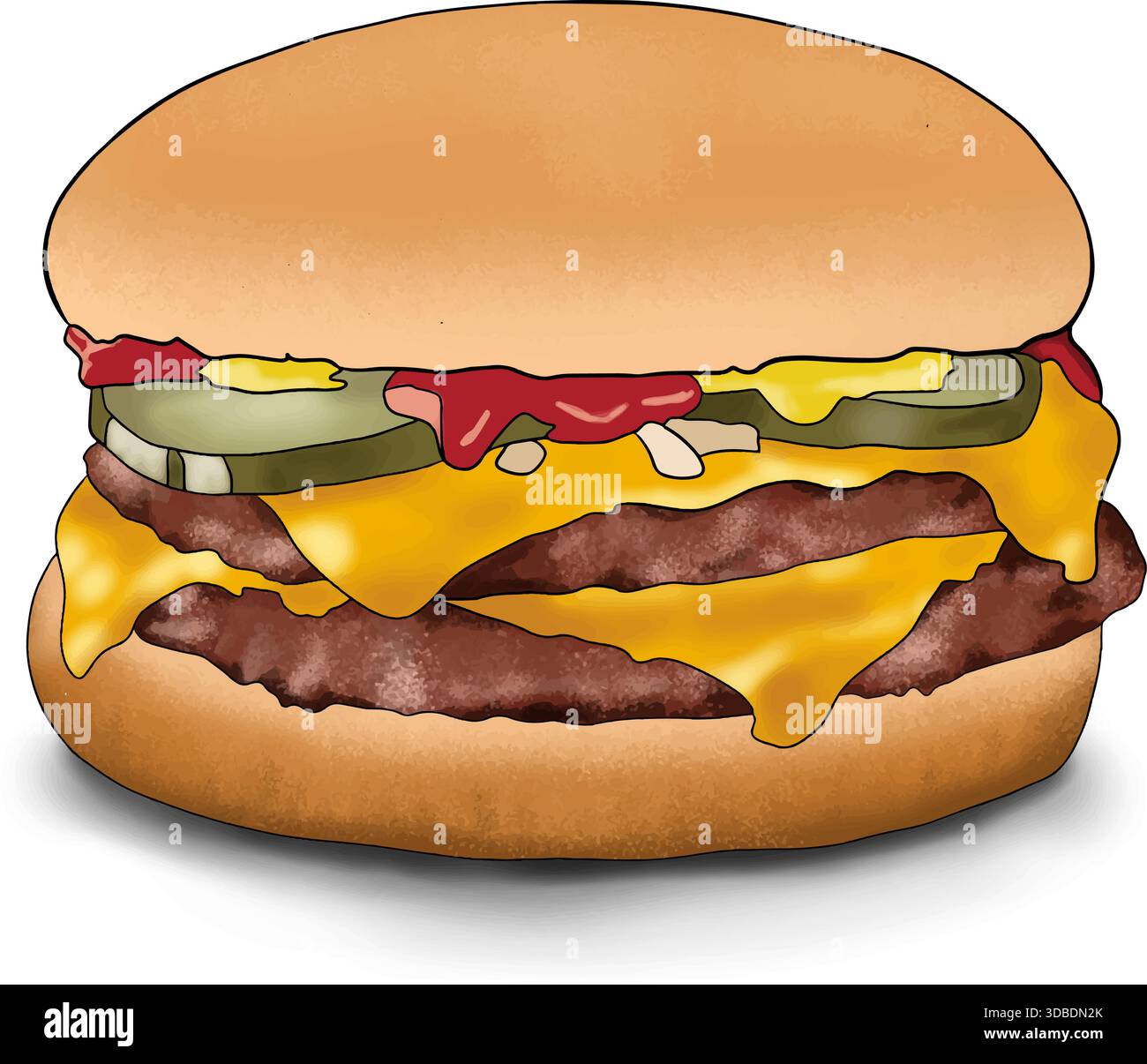 Hamburger cheeseburger sandwich double Stock Vector Images - Alamy