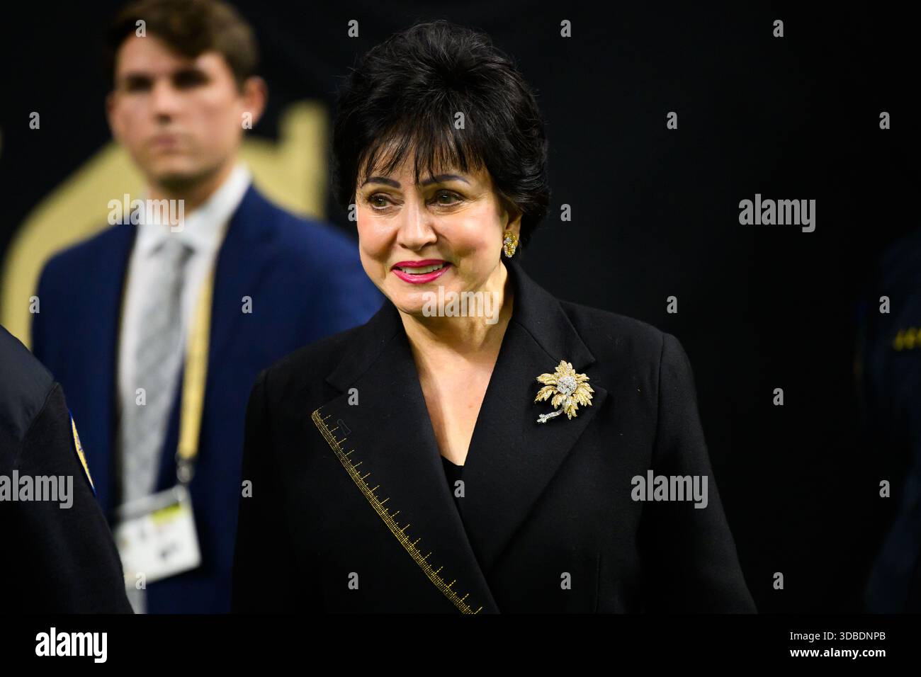 New Orleans Saints owner Gayle Benson walking out during pregame of an ...