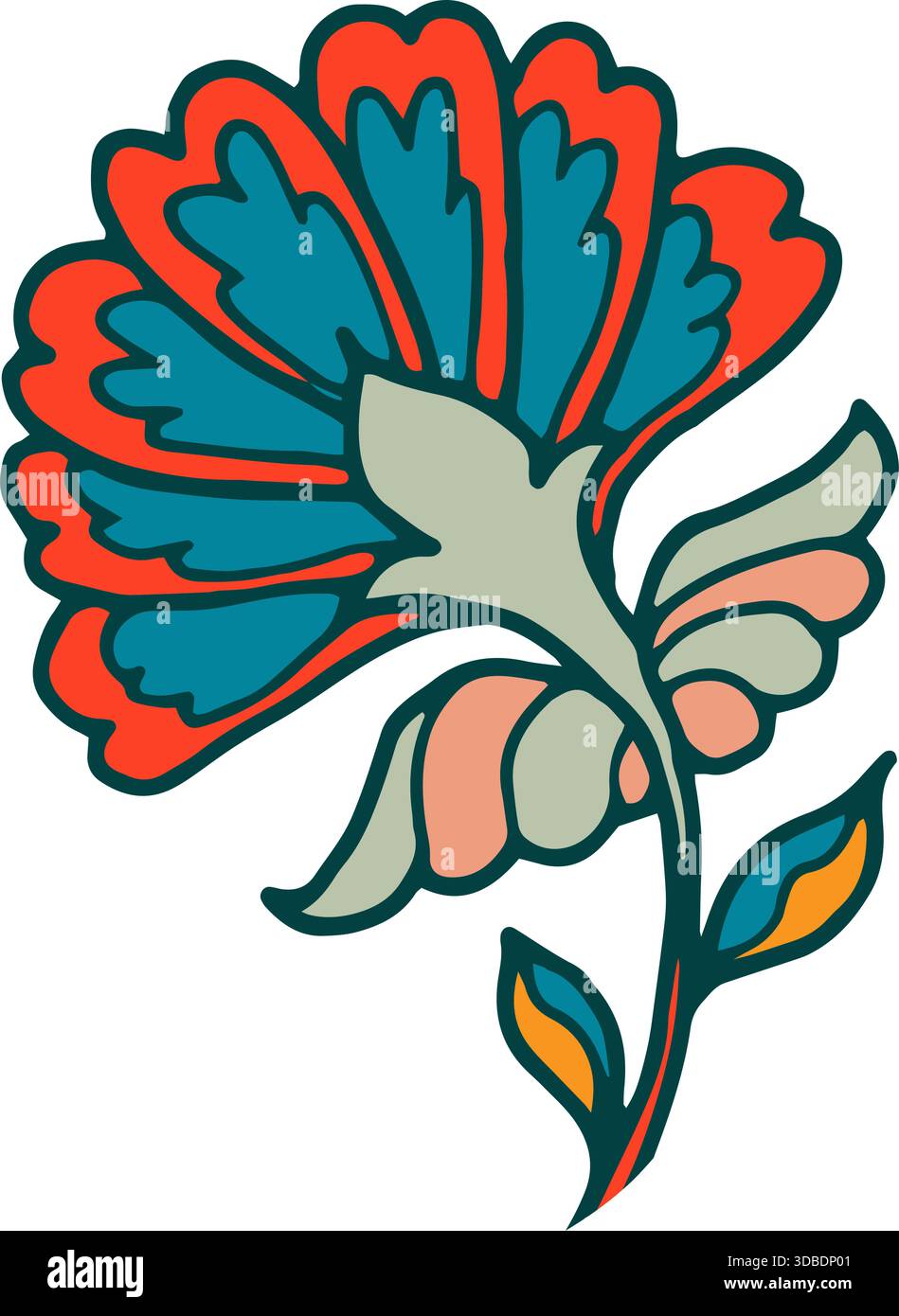 Colorful folk floral sprig vector clipart Stock Vector Image & Art - Alamy