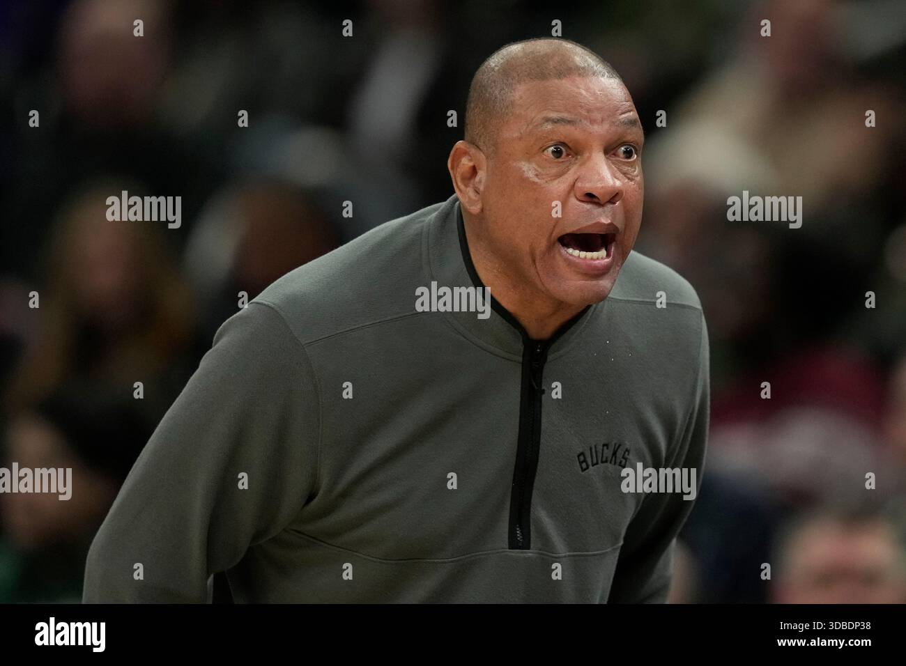 Milwaukee Bucks head coach Doc Rivers reacts during an NBA basketball ...