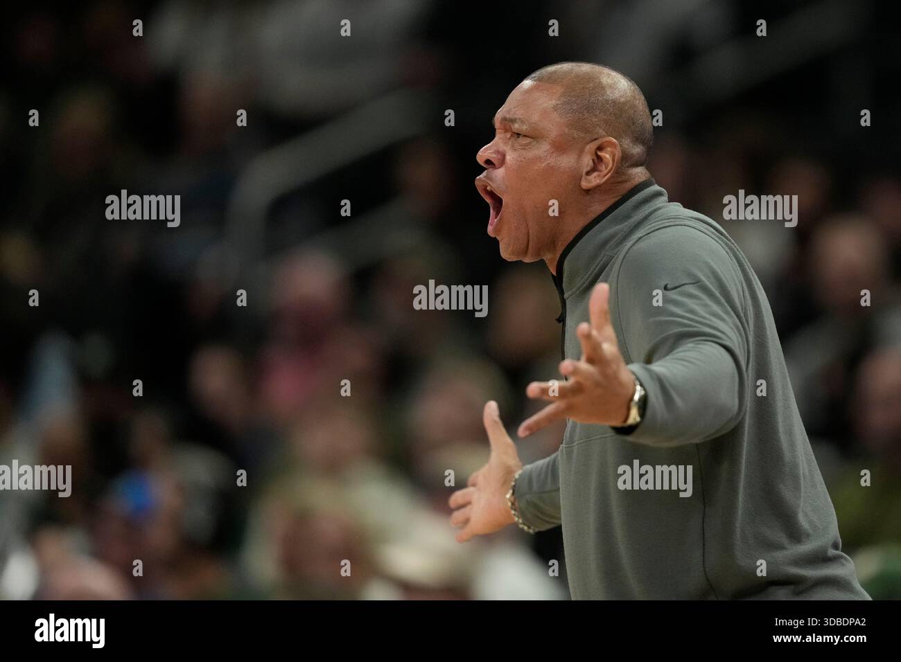 Milwaukee Bucks head coach Doc Rivers reacts during an NBA basketball ...