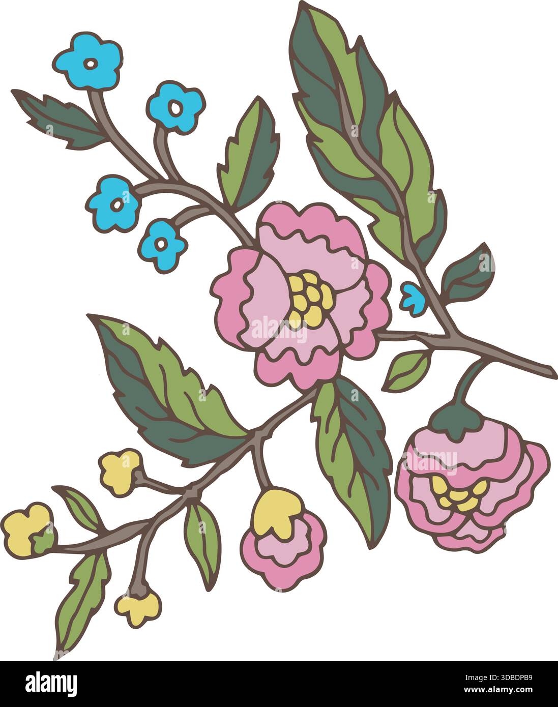 Mixed floral branch vector illustration Stock Vector Image & Art - Alamy