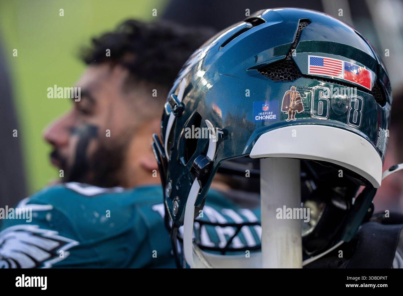 Philadelphia Eagles tackle Jordan Mailata's helmet sports the Walter ...