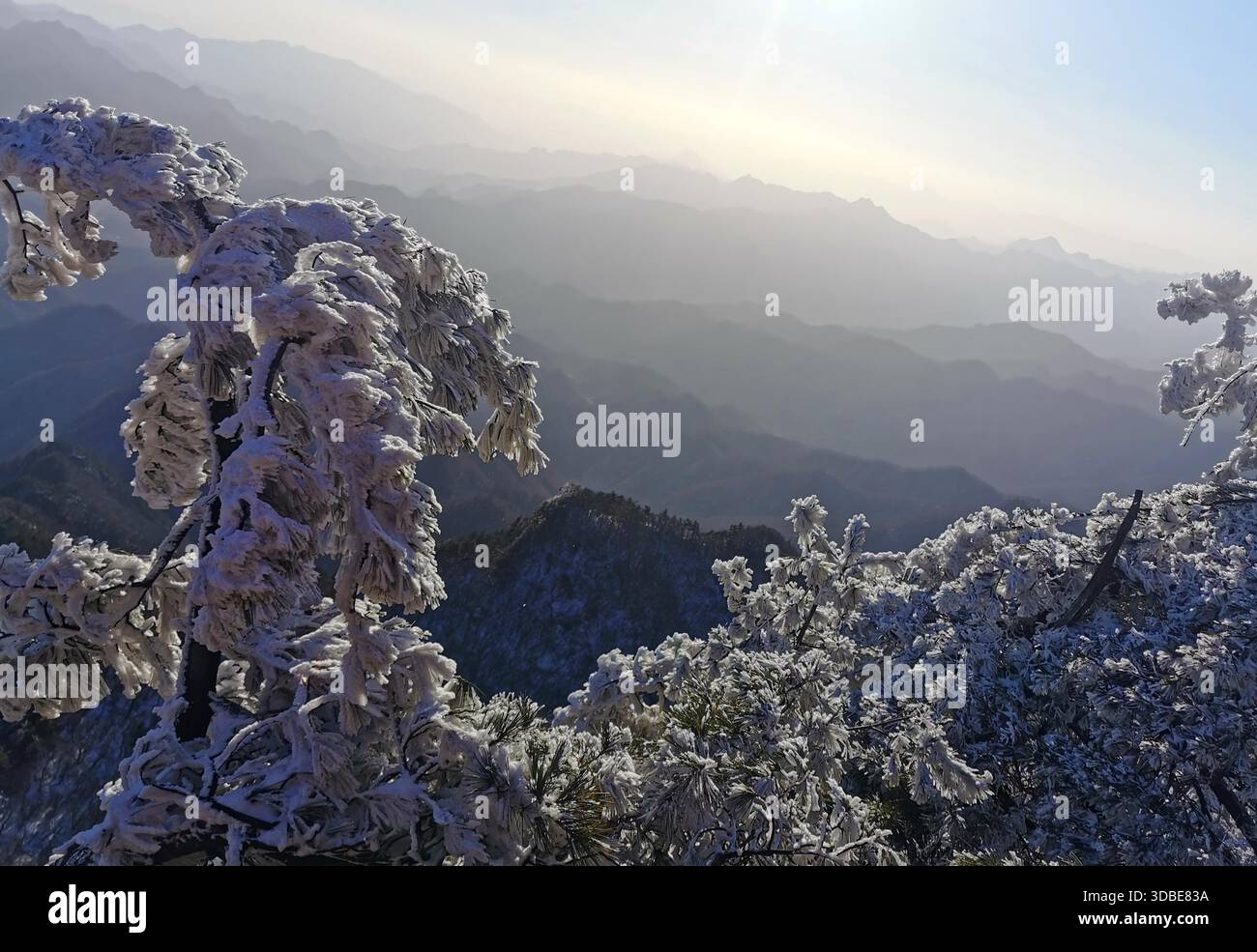 Aerial photo shows the snow scenery of the Laojunshan scenic spot in ...