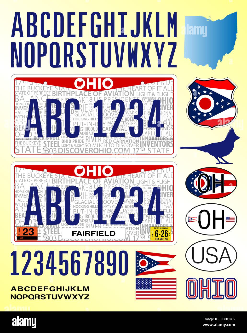 Ohio car license plate new style pattern 2026, letters, numbers and ...
