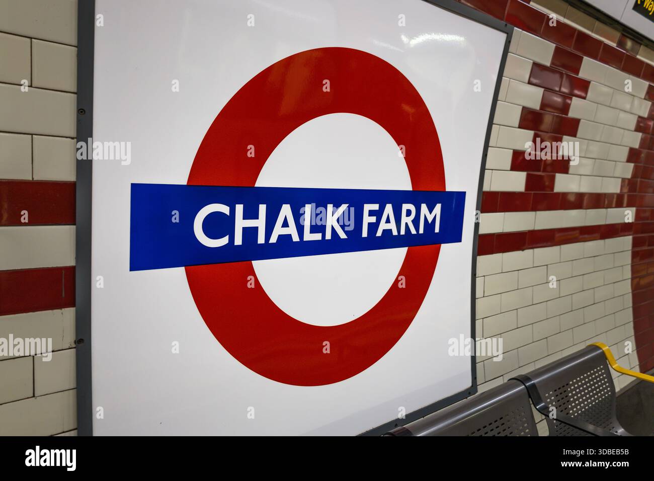 Chalk Farm Underground Station Sign and Roundel. London, UK, 31 ...