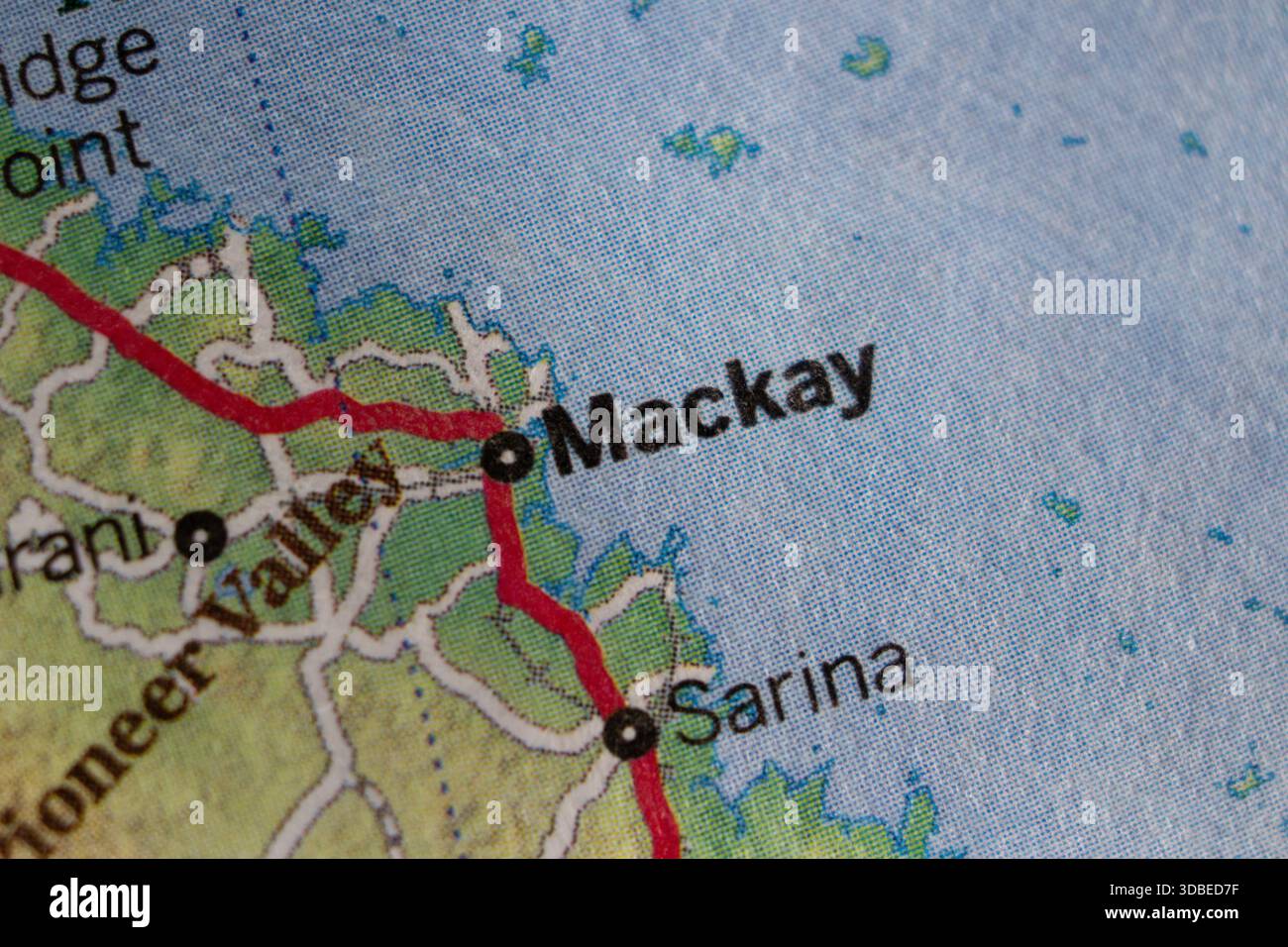 Mackay - Queensland, Australia colour atlas map of town and a name of ...