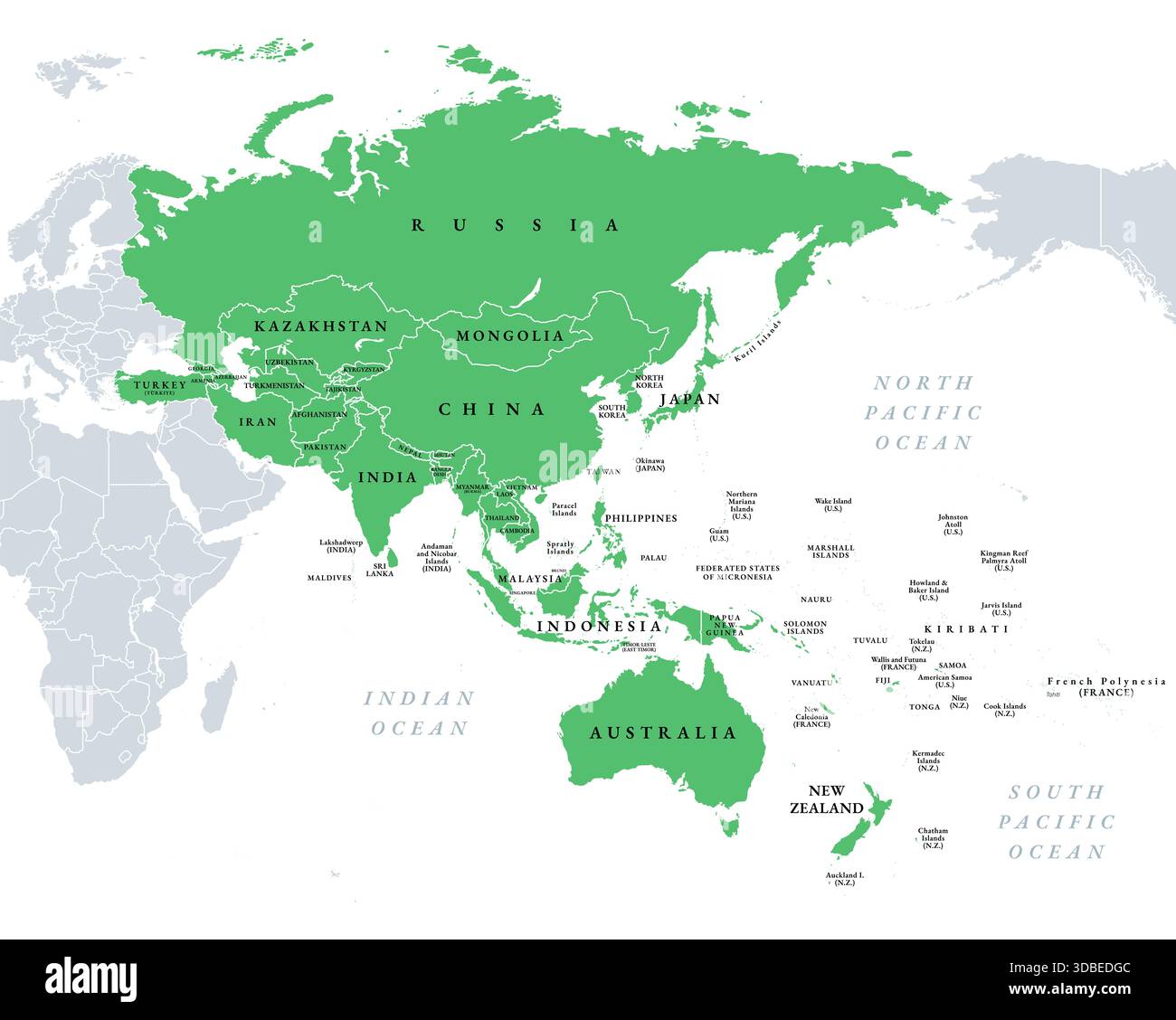Asia-Pacific, or the Indo-Pacific, political map. Countries and ...