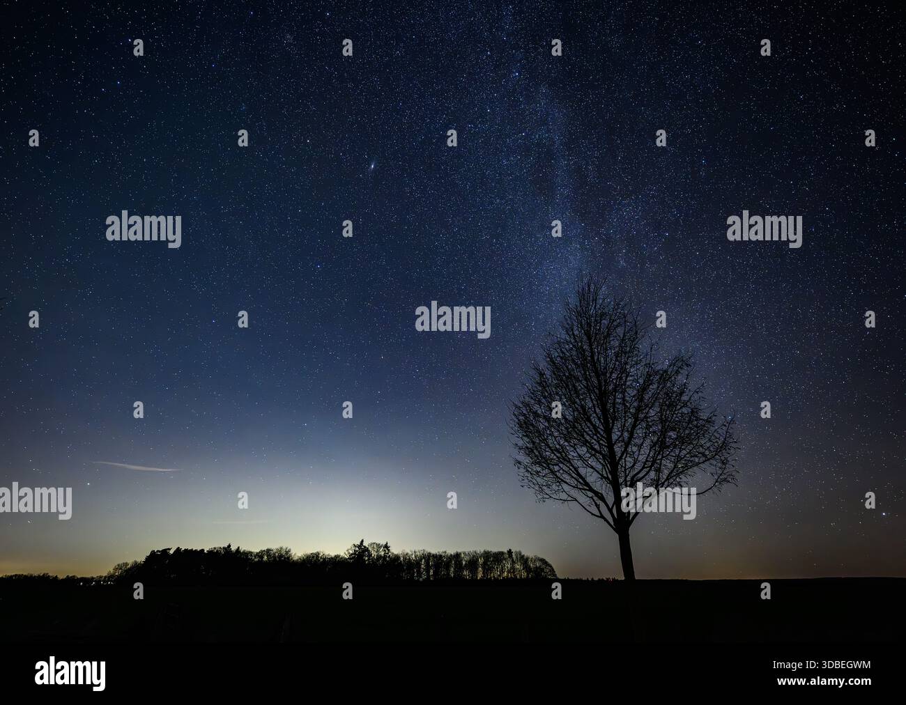 15 December 2025, Brandenburg, Falkenhagen: Part of the Milky Way can ...