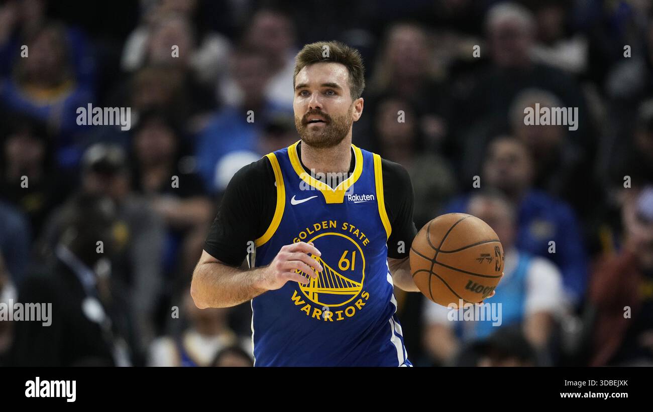 Golden State Warriors guard Pat Spencer (61) moves the ball during the ...