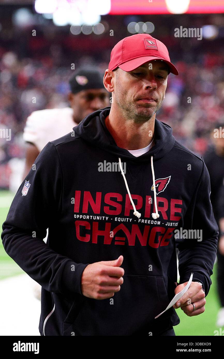 Arizona Cardinals head coach Jonathan Gannon heads to the locker room ...