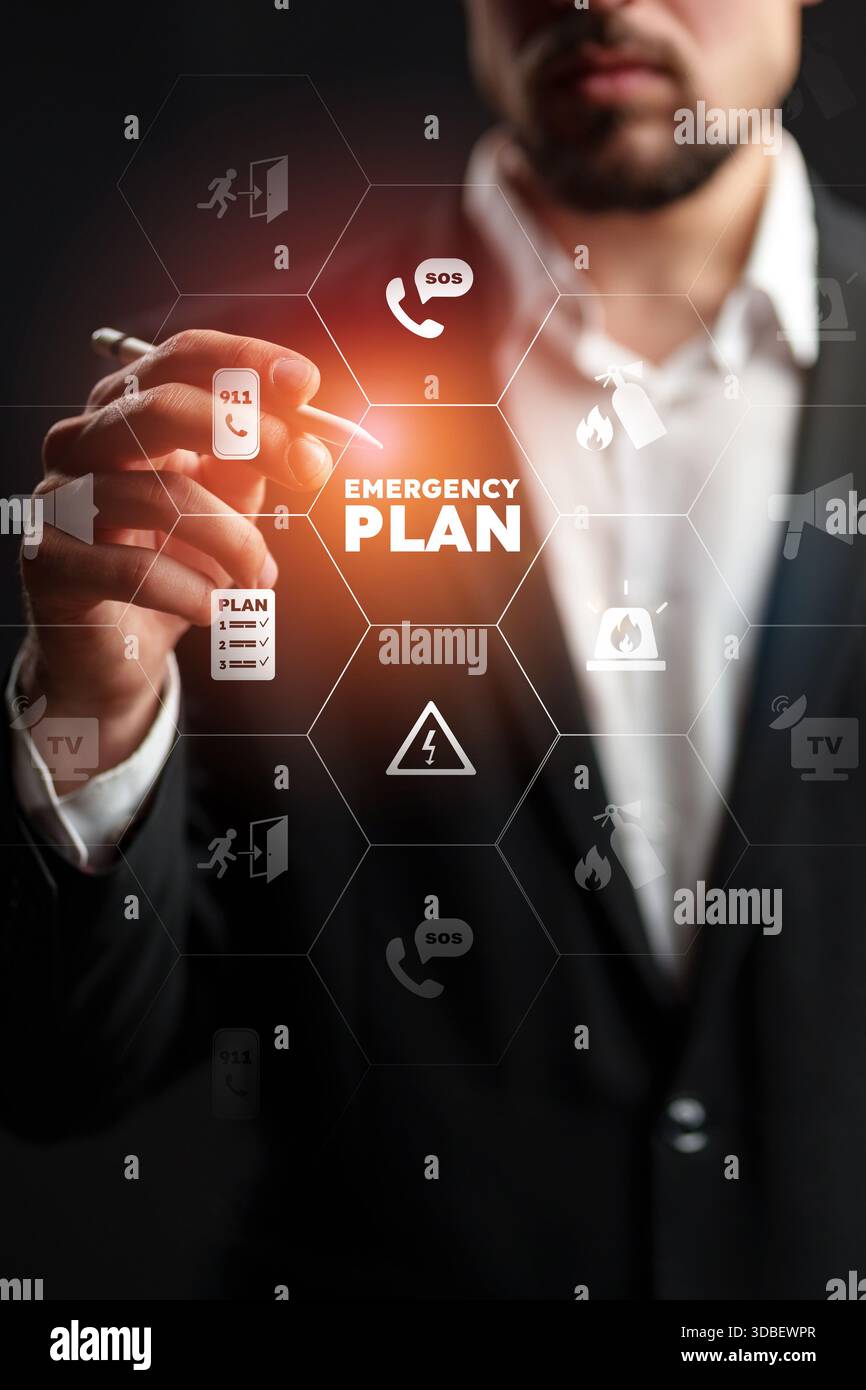 Creating an emergency plan with icons and contact details for safety ...
