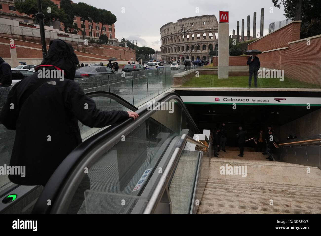 A view of the entrance of the 'Colosseo' new subway station, designed ...