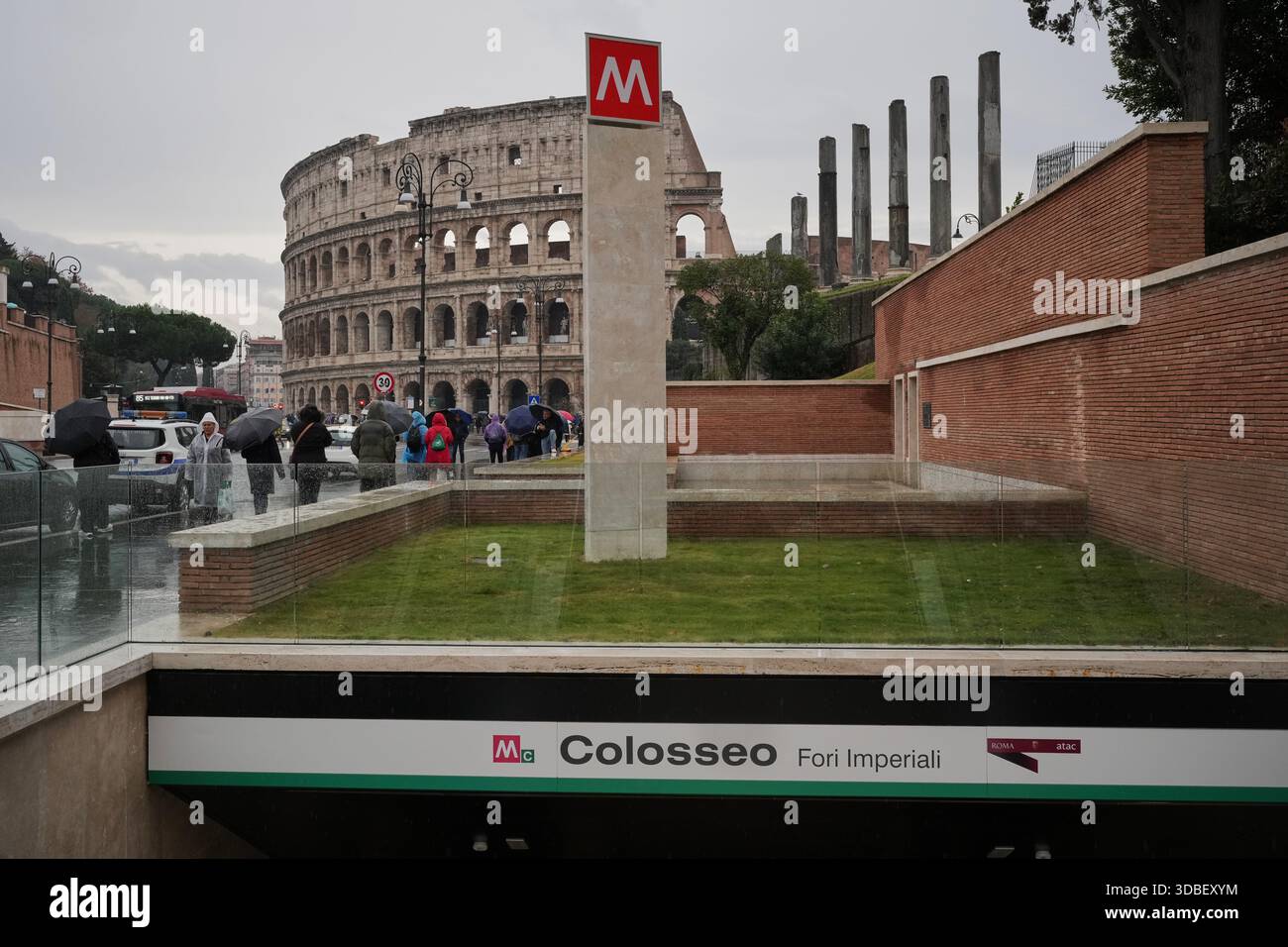 A view of the entrance of the 'Colosseo' new subway station, designed ...