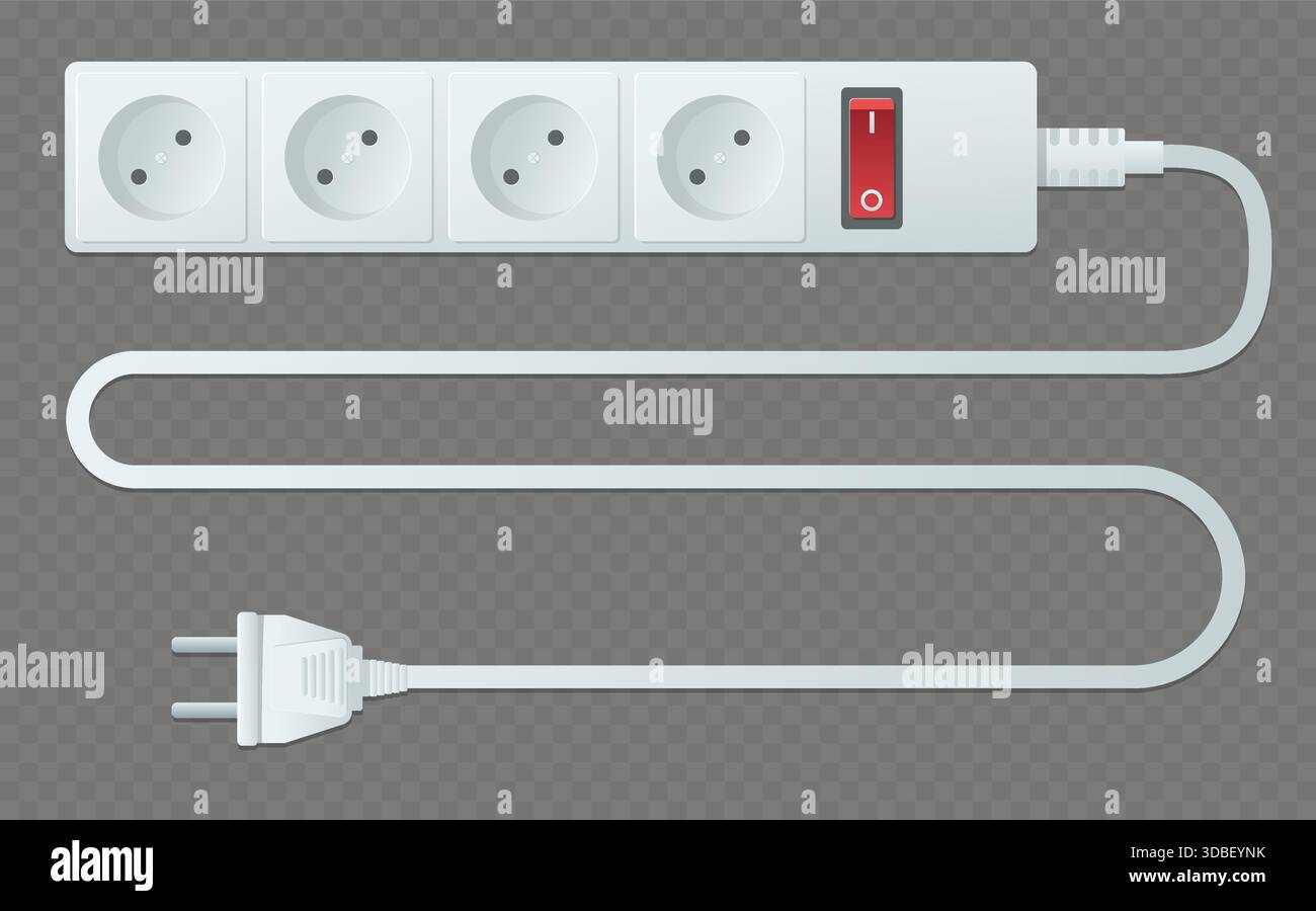 Electrical extension cord with outlets. Energy switch. Cord and ...