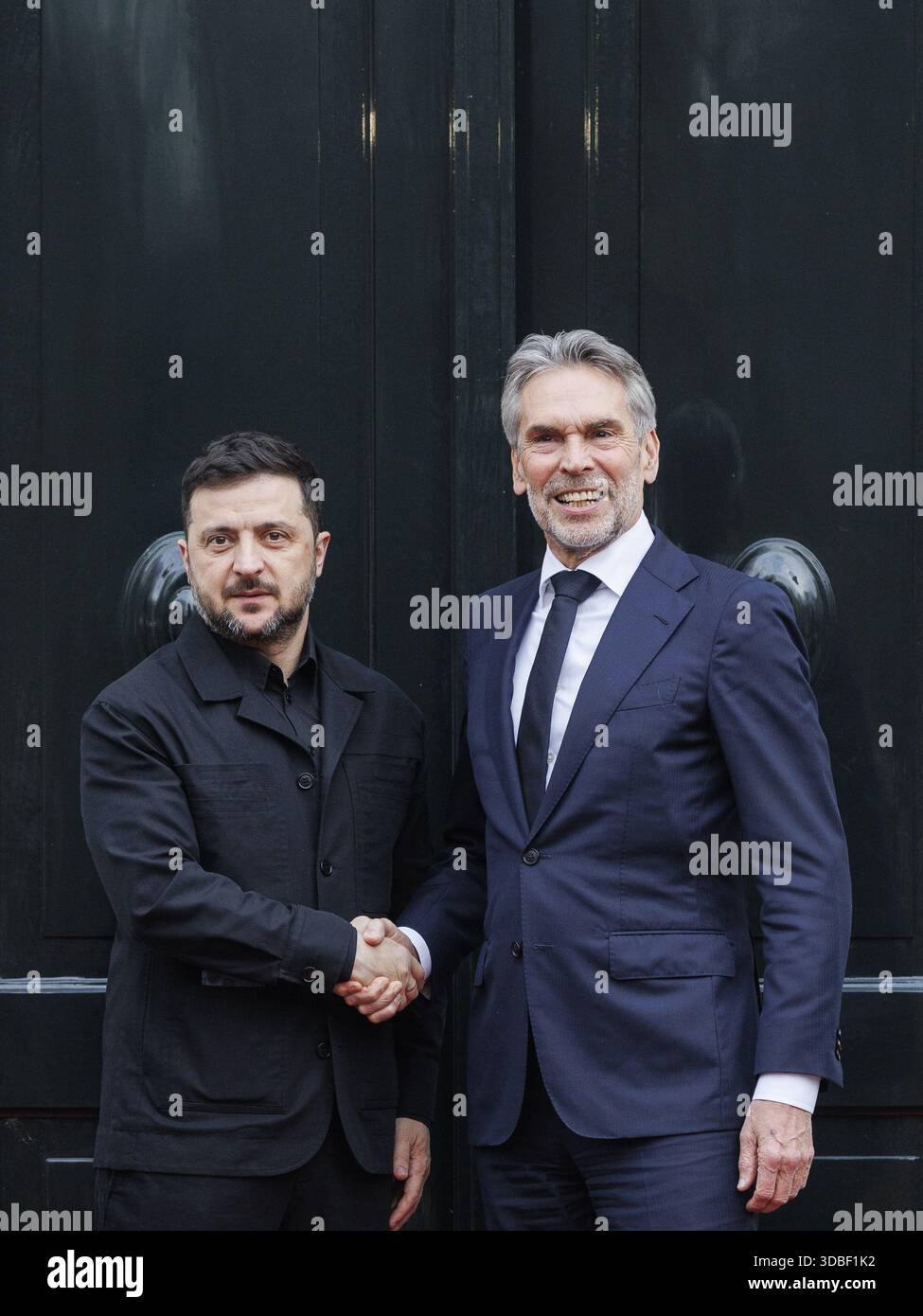 THE HAGUE – Ukrainian President Volodymyr Zelenskyy arrives at the Catshuis for a delegation ...