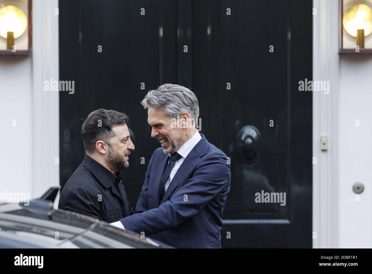 THE HAGUE – Ukrainian President Volodymyr Zelenskyy arrives at the Catshuis for a delegation ...