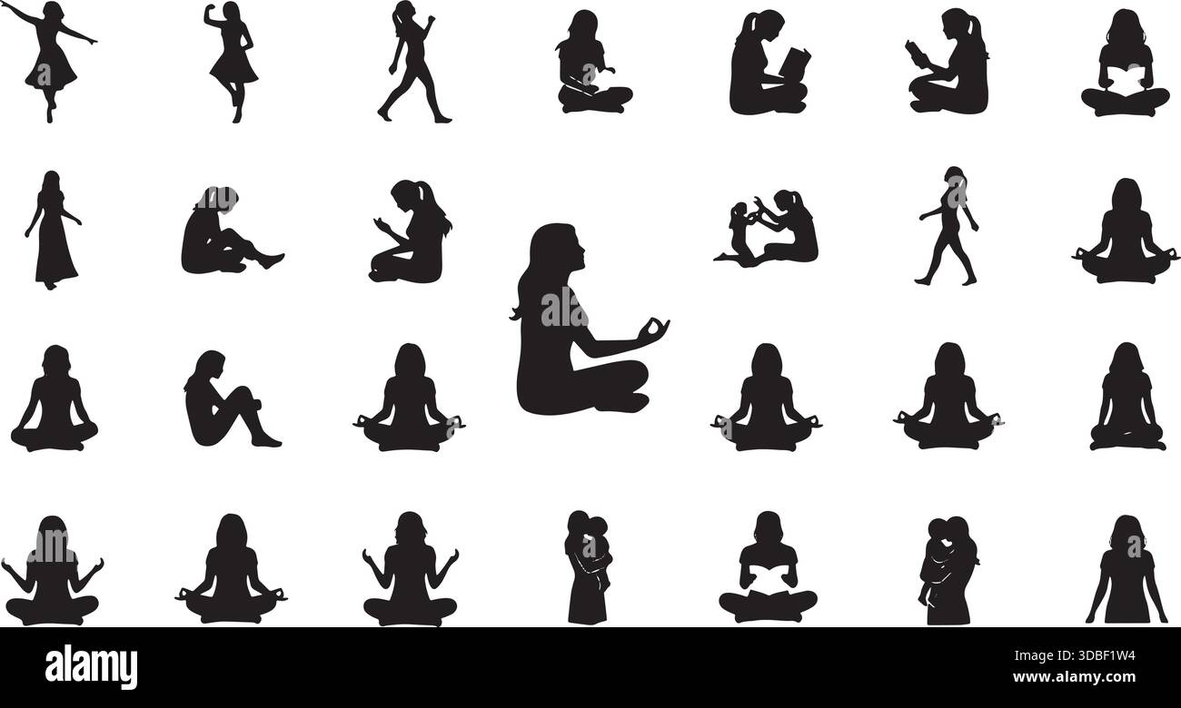 Woman child pose in Stock Vector Images - Alamy