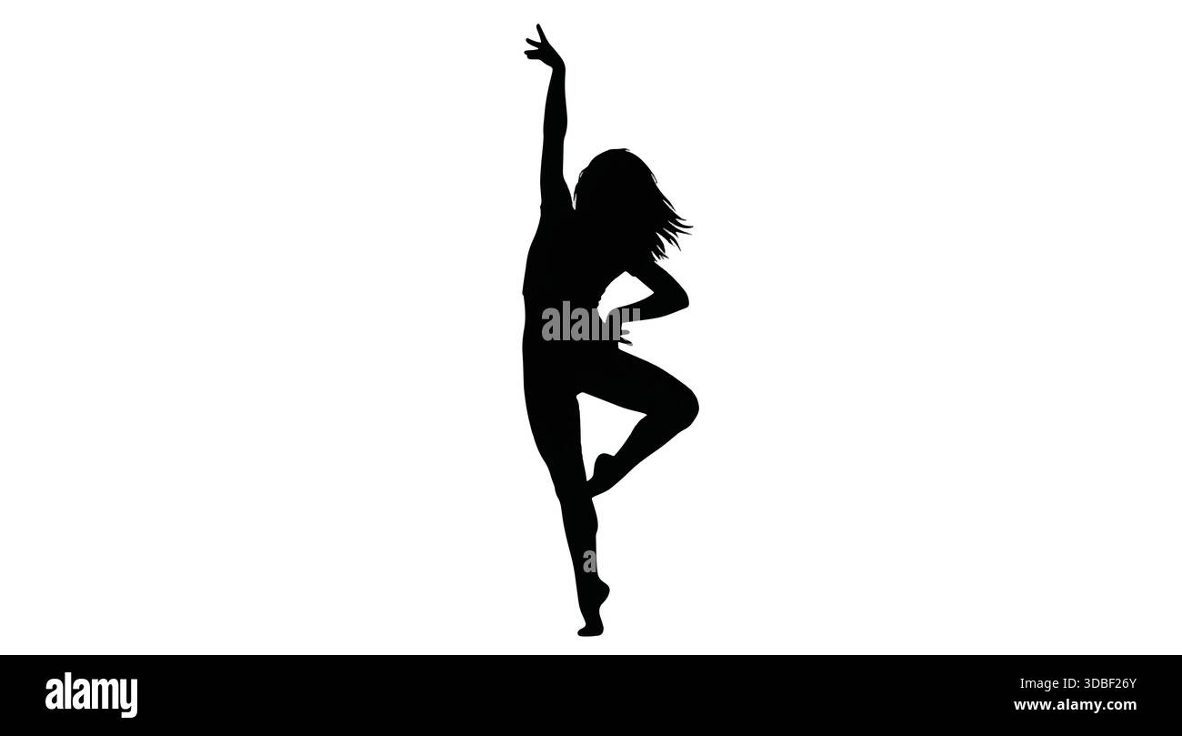 Dynamic Female Dancer Silhouette in Modern Dance Pose - Woman with ...