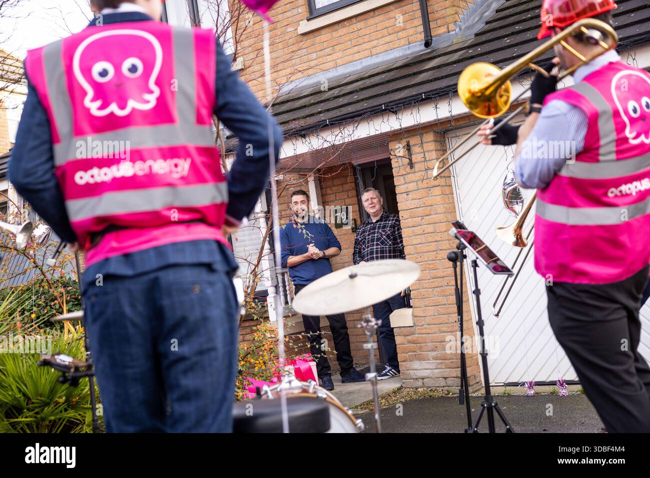 EDITORIAL USE ONLY Jason Manford (centre left) visits Martin Browne's ...