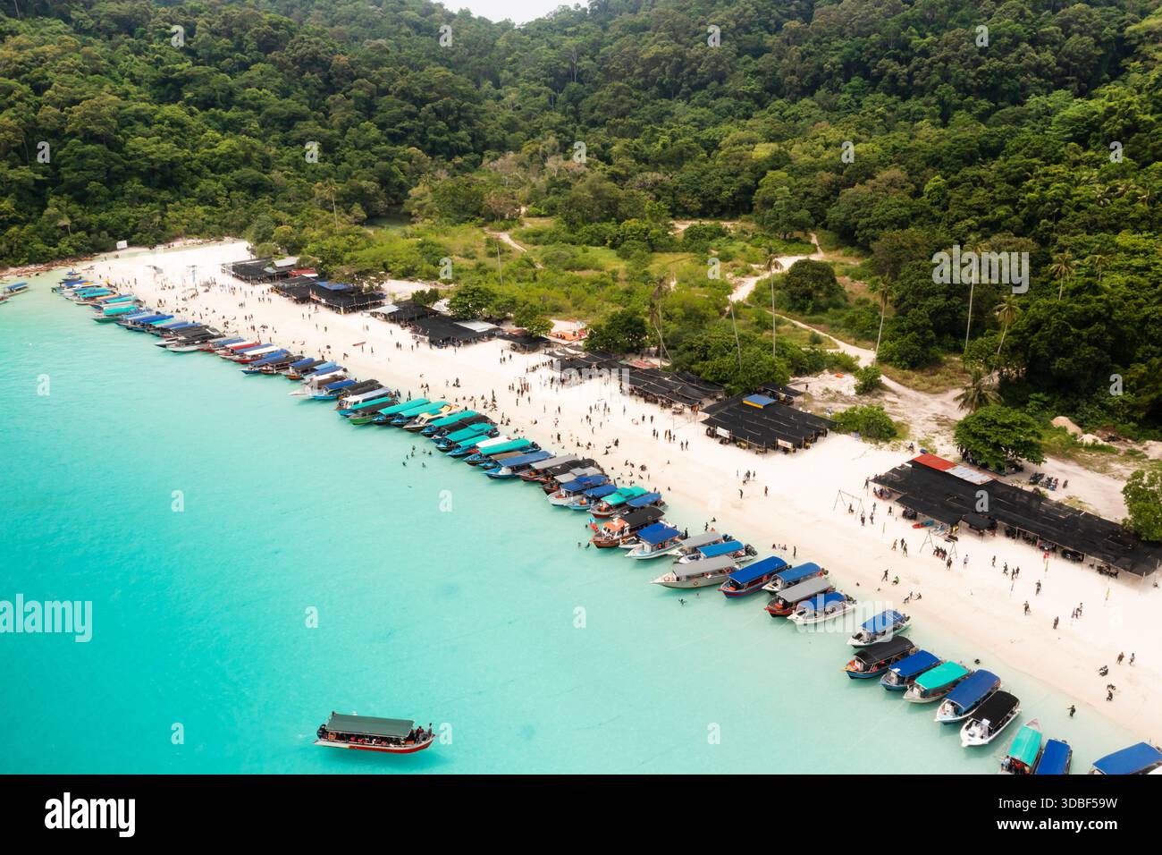 Aerial view of Turtle Beach on Redang Island in Malaysia. A cluster of ...