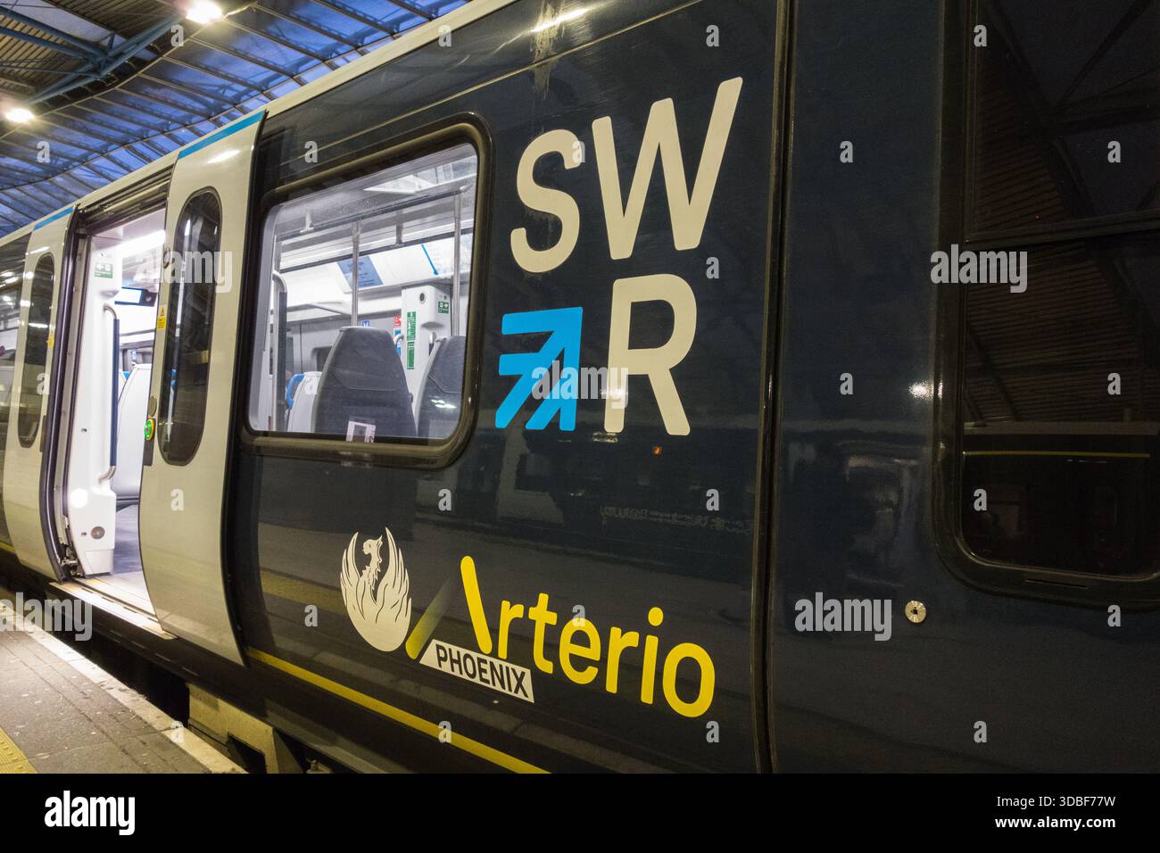 Closeup of a South Western Railway (SWR) Arterio Phoenix logo and ...