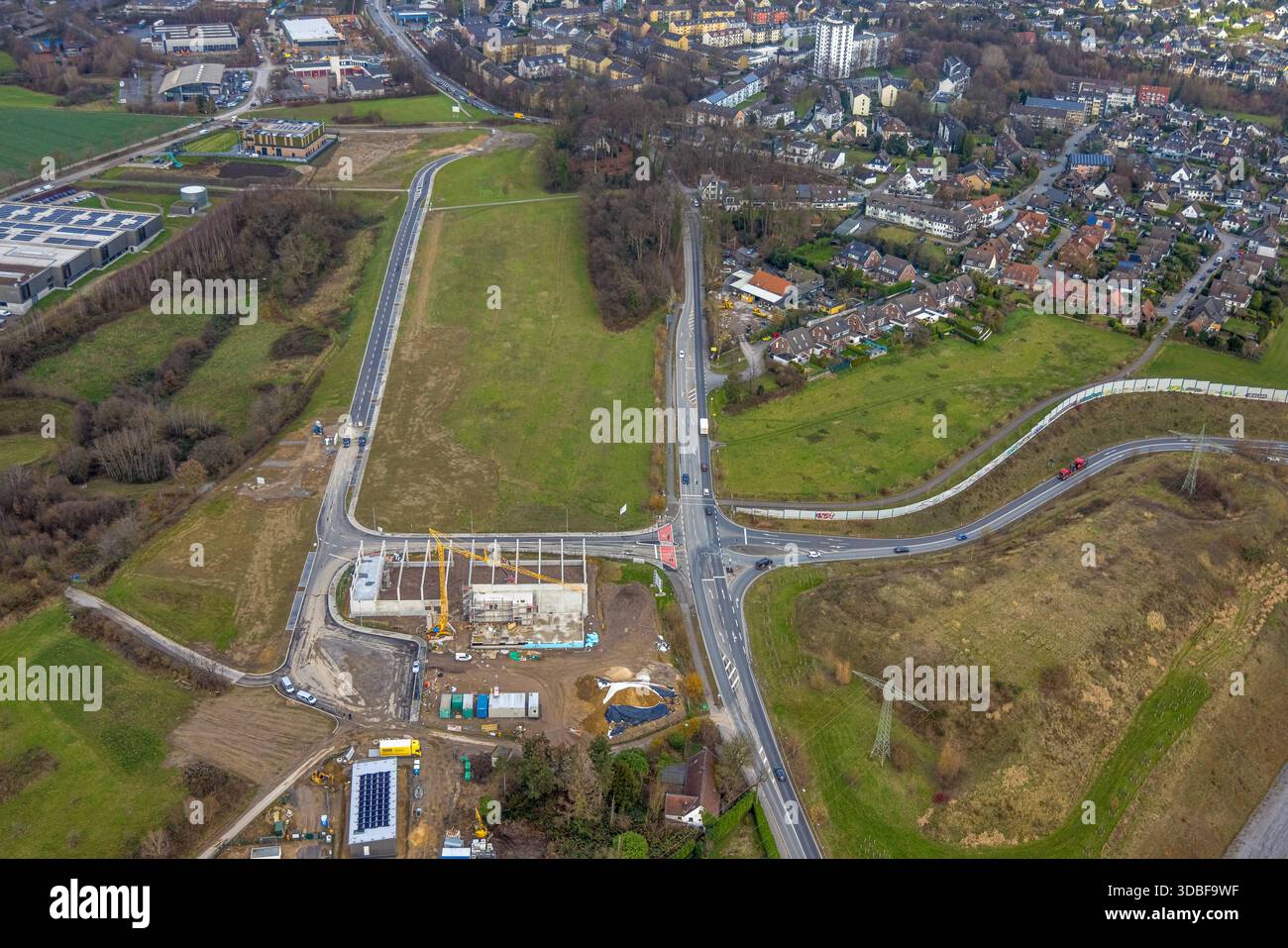 Luftbild, Baustelle Neubauabschnitt der Autobahn A44, Lückenschluss ...
