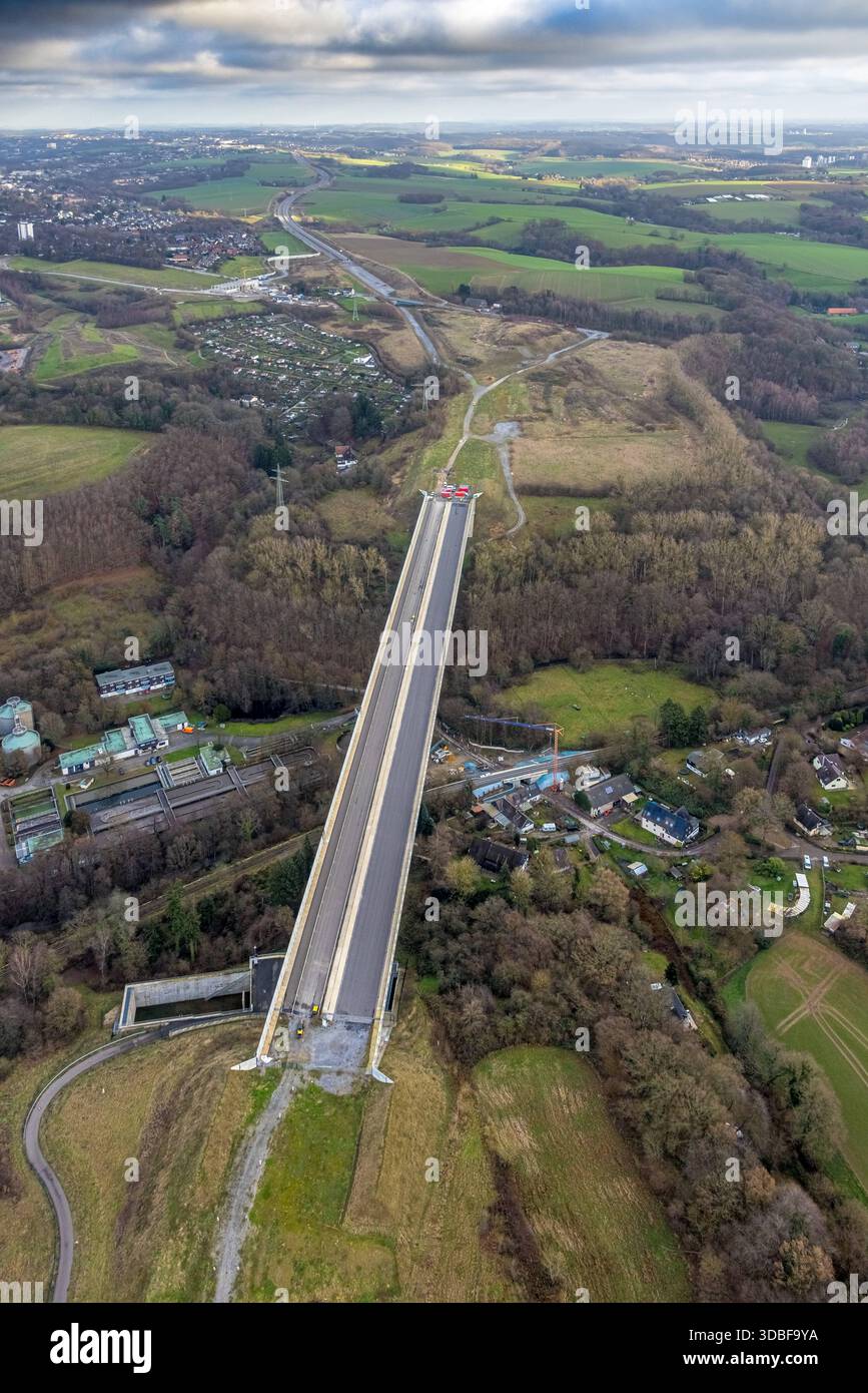 Luftbild, Neubauabschnitt der Autobahn A44, Talbrücke Angerbach ...