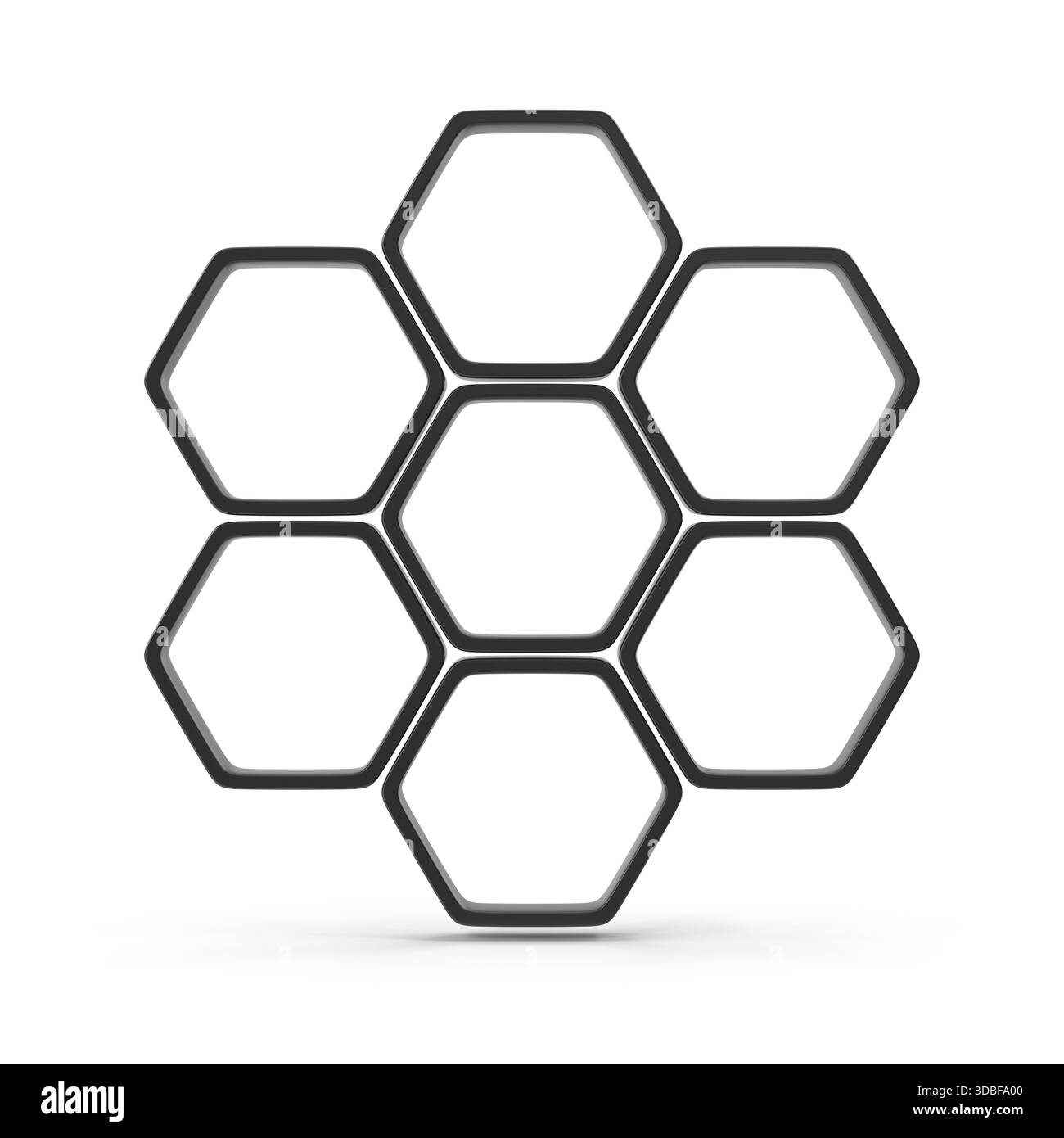 Seven 3D Hexagonal Frames Arranged in a Honeycomb Pattern Stock Photo ...
