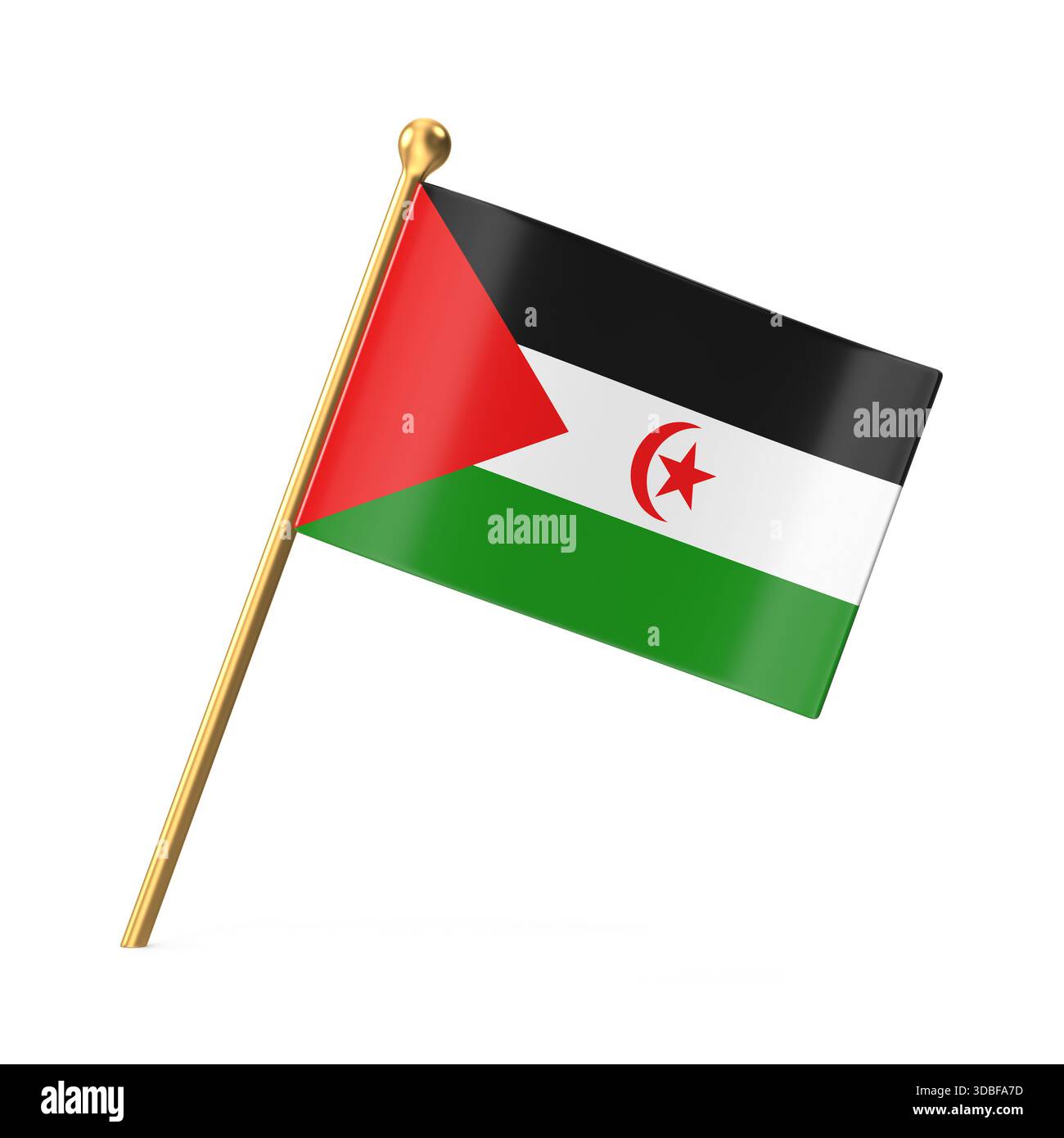 Western Sahara Flag on a Golden Pole Stock Photo - Alamy