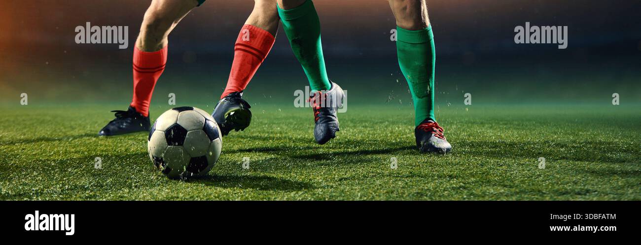 Focused football footwork drill with controlled ball movement Stock ...