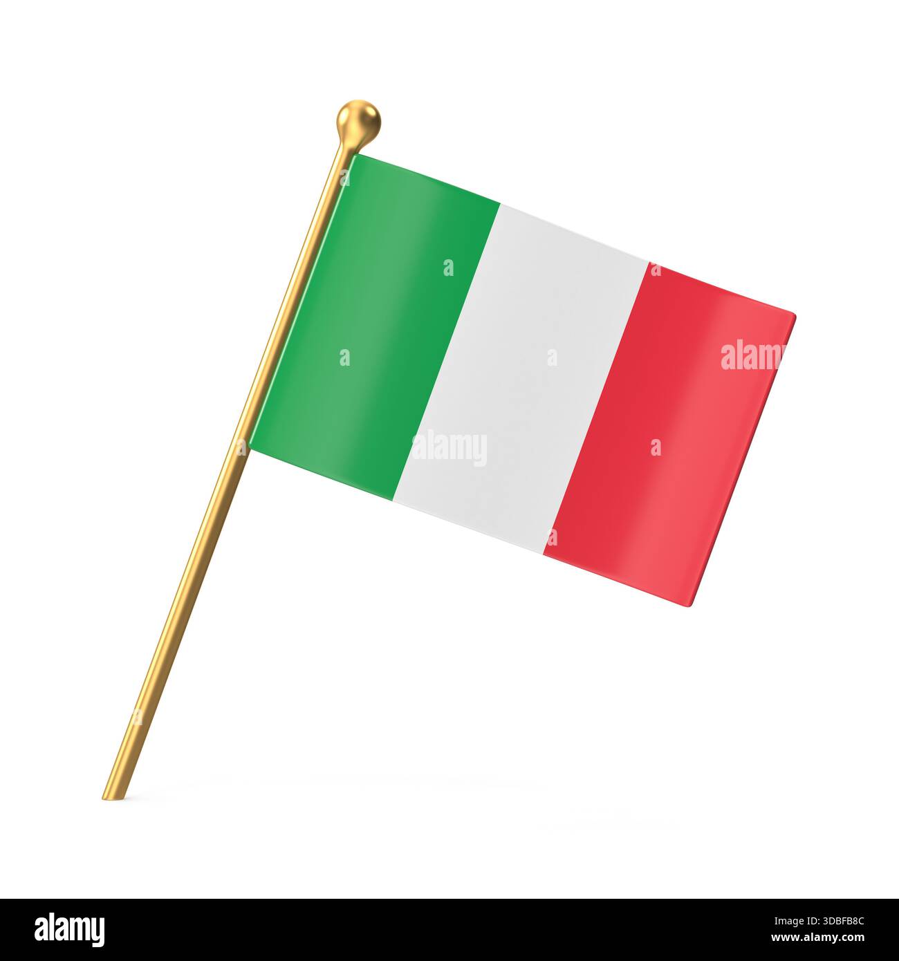 Realistic Italian Flag on a Golden Pole Stock Photo - Alamy