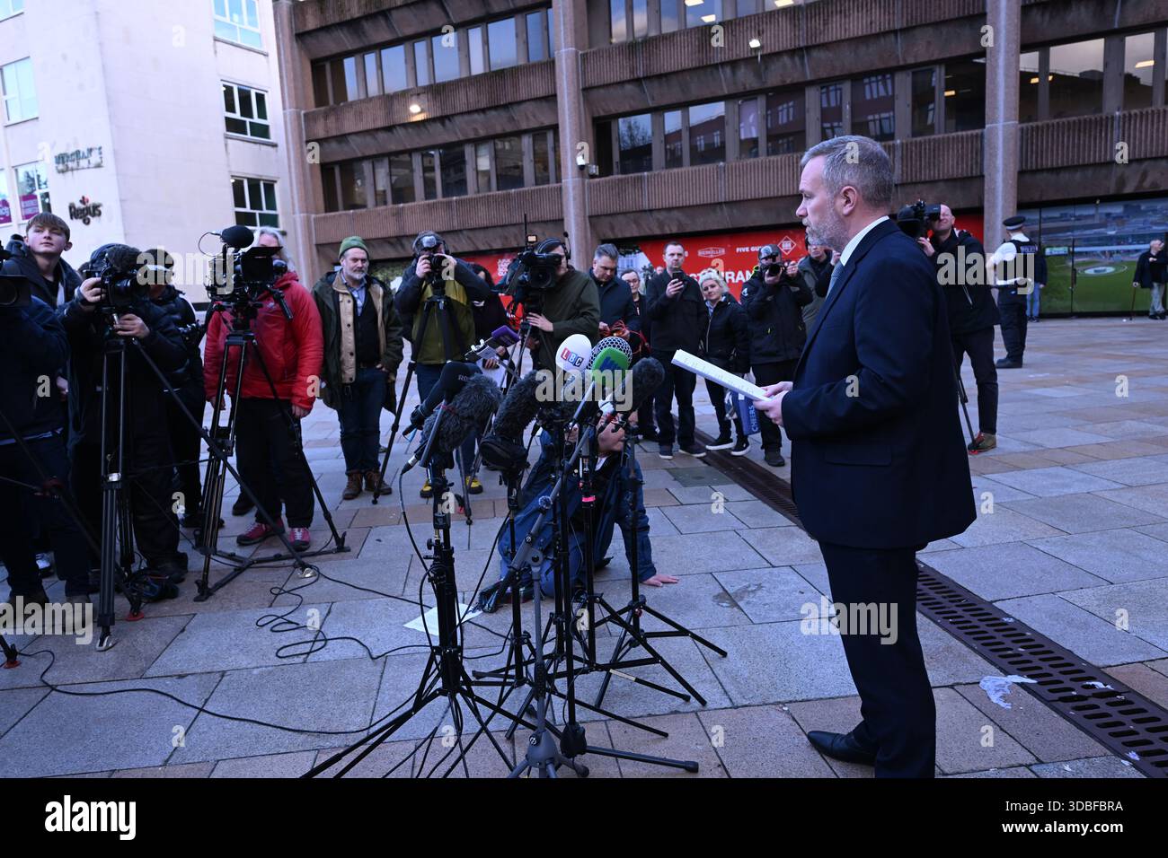 DCI John Fitzgerald from Merseyside Police speaking to the media ...