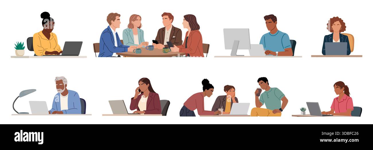 Diverse office employees at work Cut Out Stock Images & Pictures - Alamy