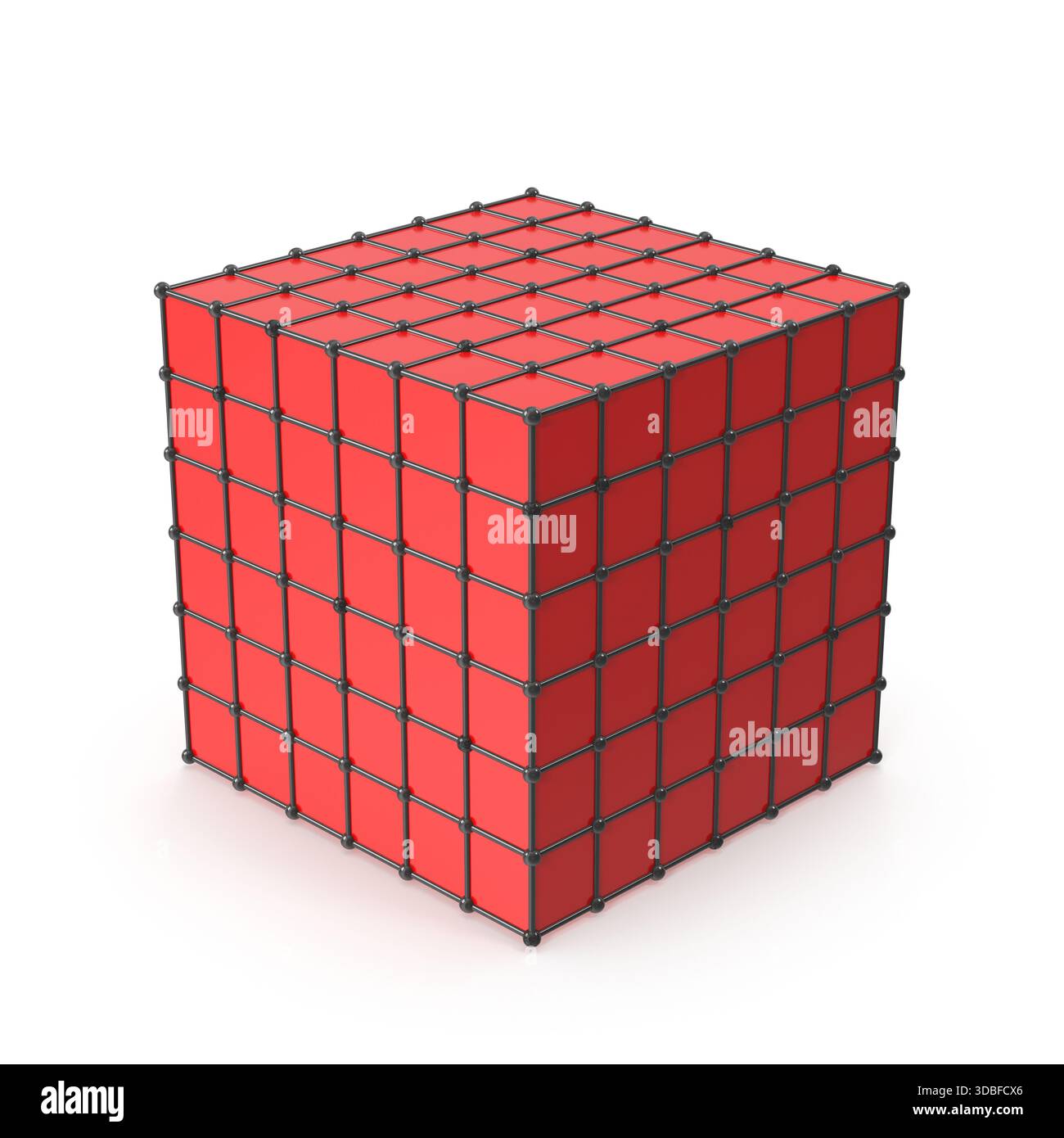 Modular Red Cube Structure with Grid Connections Stock Photo - Alamy