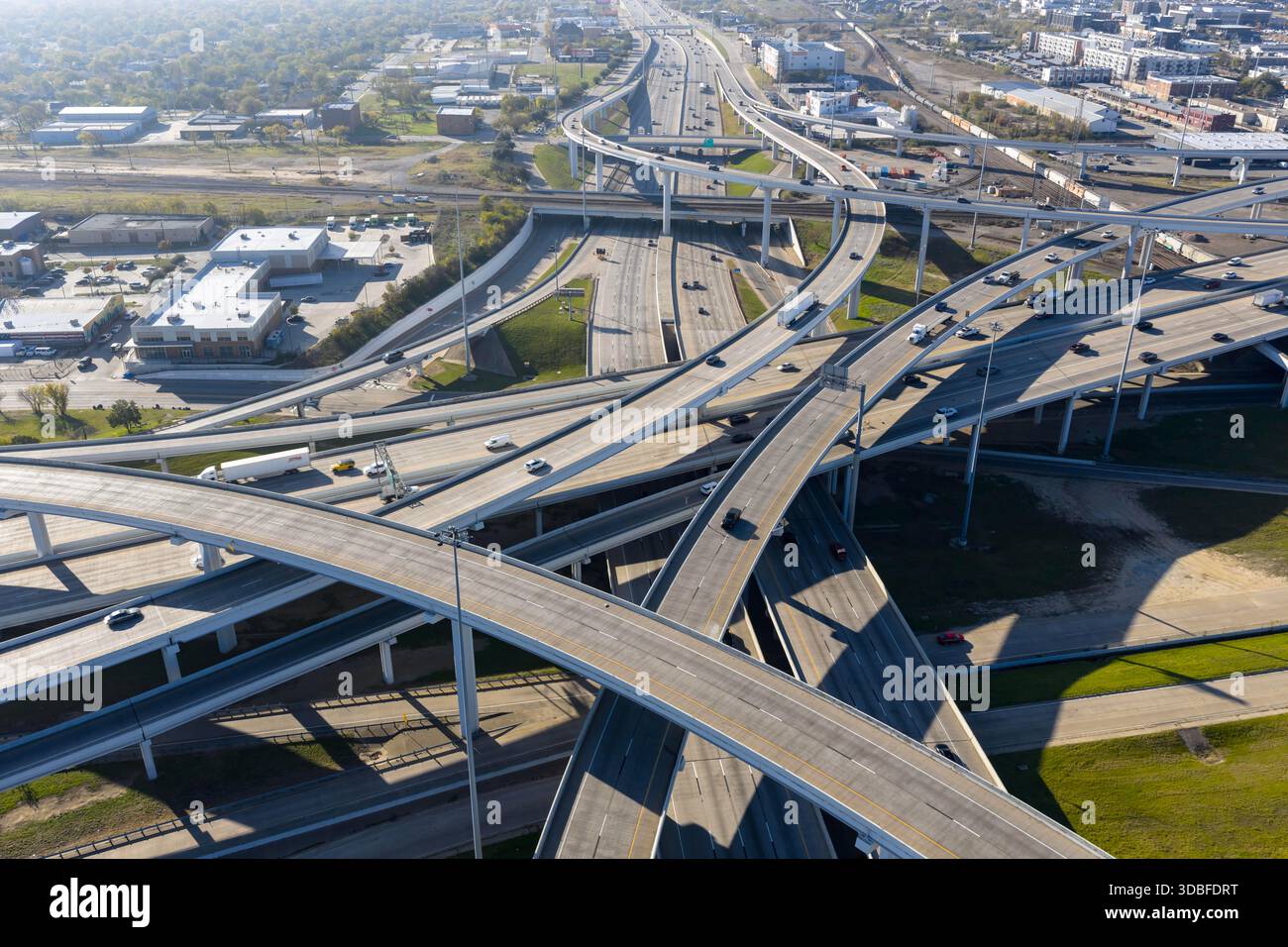 Aerial view shows Fort Worth s massive Mixmaster interchange rising at ...