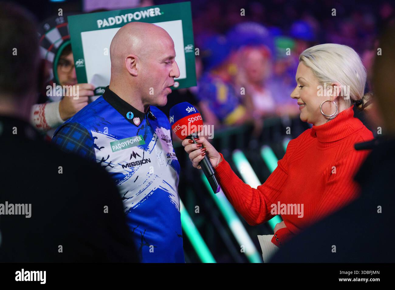 Alan Soutar in his post match interview after the match between Alan ...