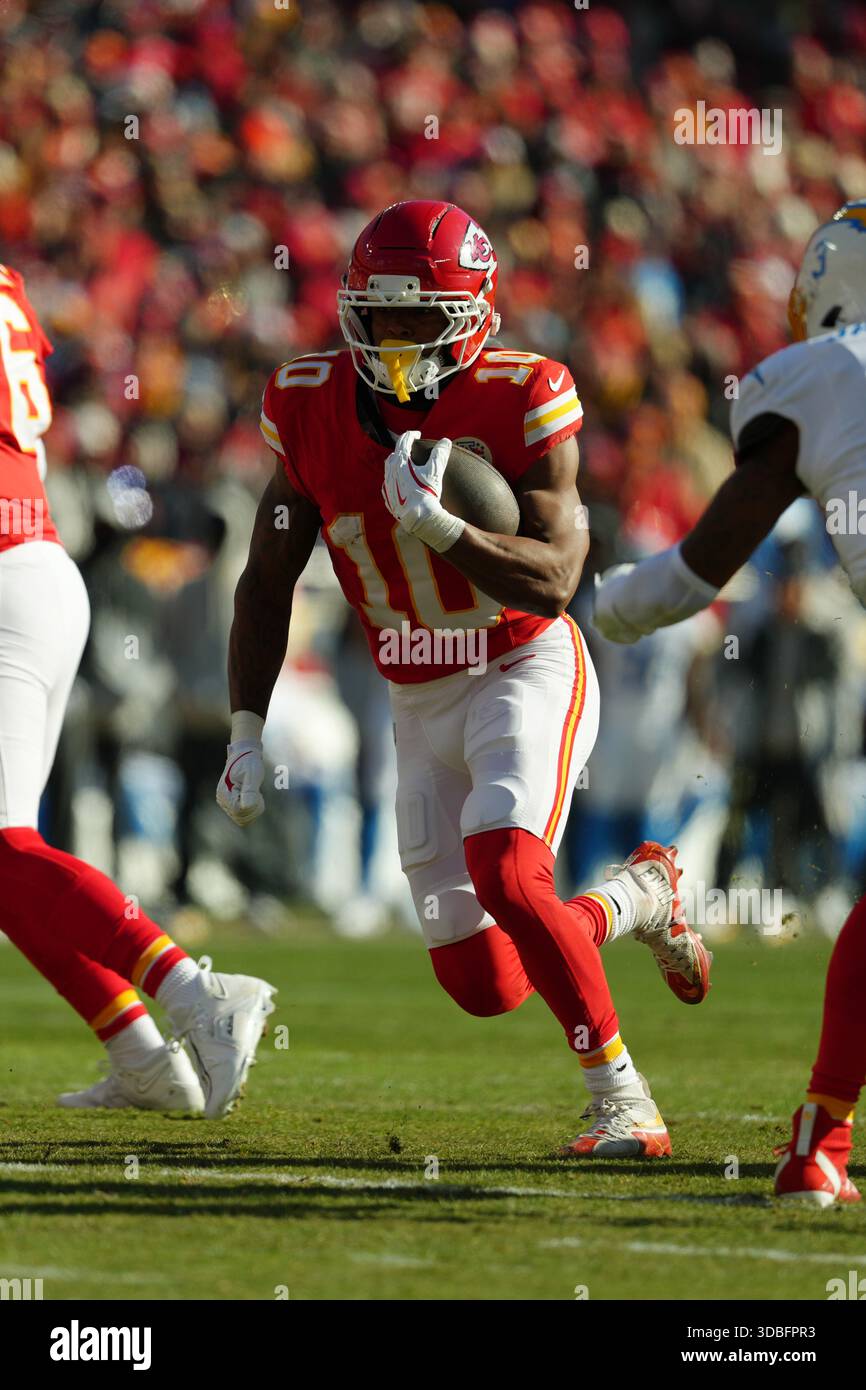 Kansas City Chiefs running back Isiah Pacheco (10) rushes during an NFL ...