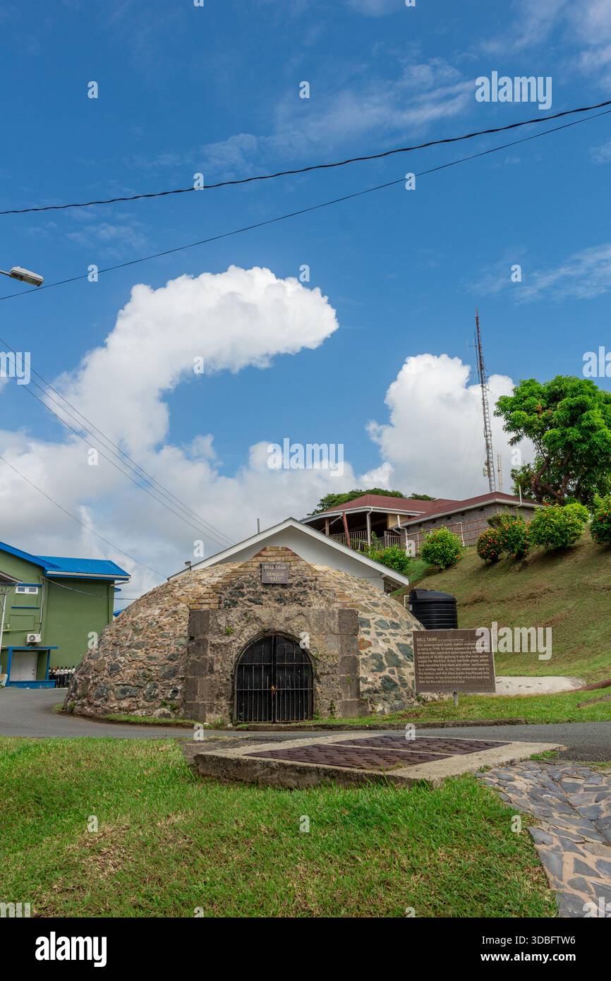 Bell Tank at Fort King George in Tobago, a historic stone water ...