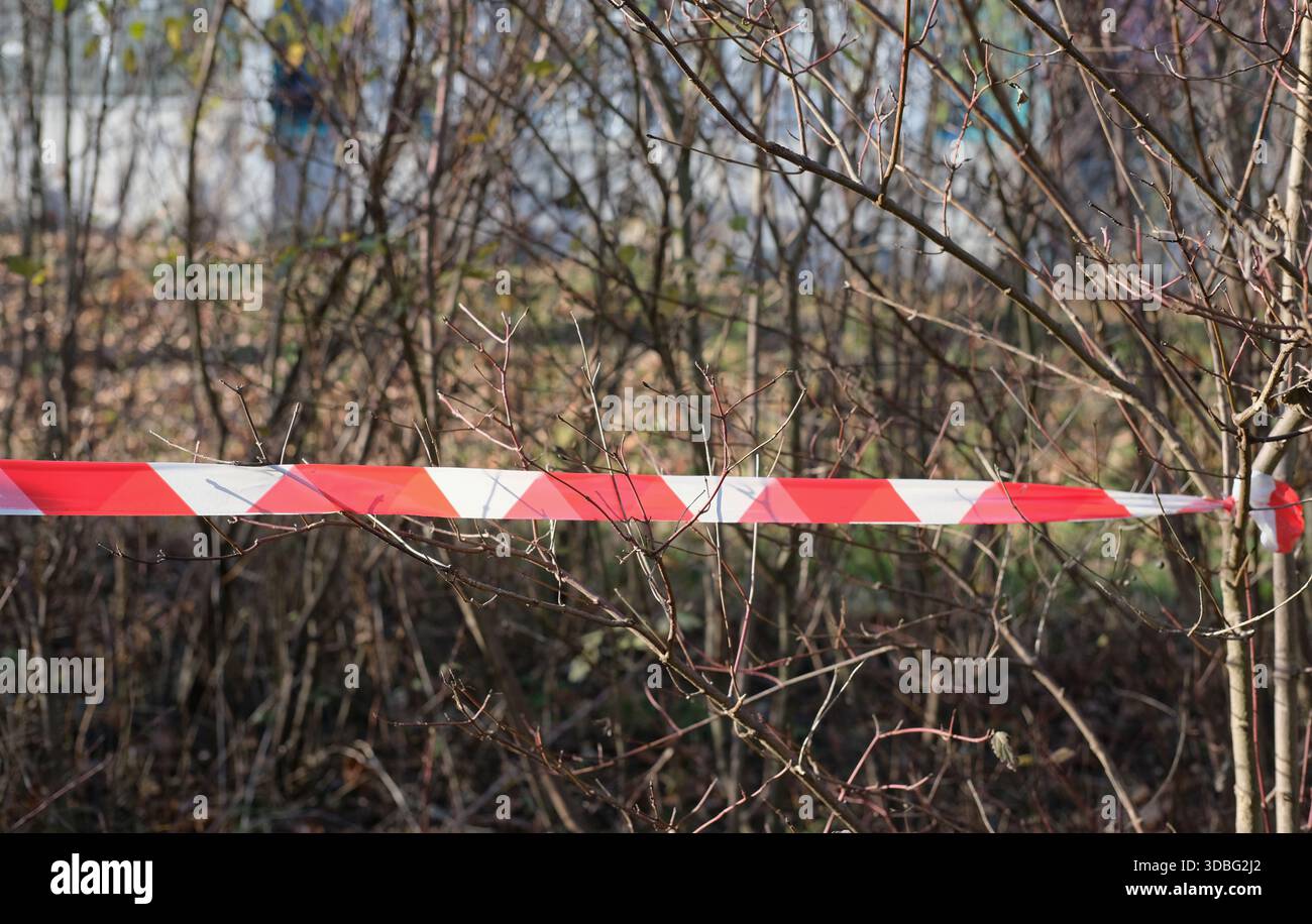 Red ground marking temporary hi-res stock photography and images - Alamy