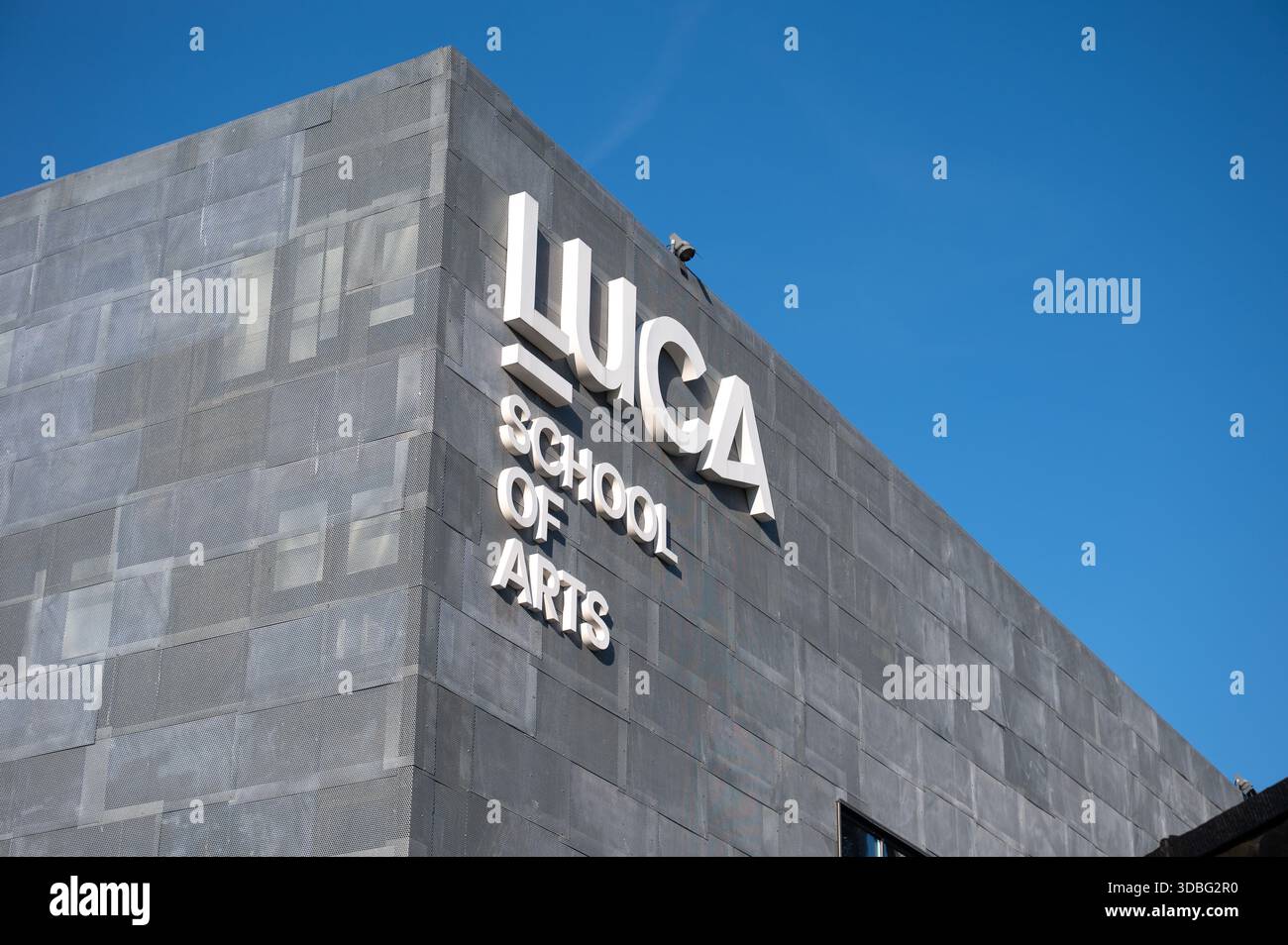 Exterior view of the modern LUCA School of Arts building located on the ...