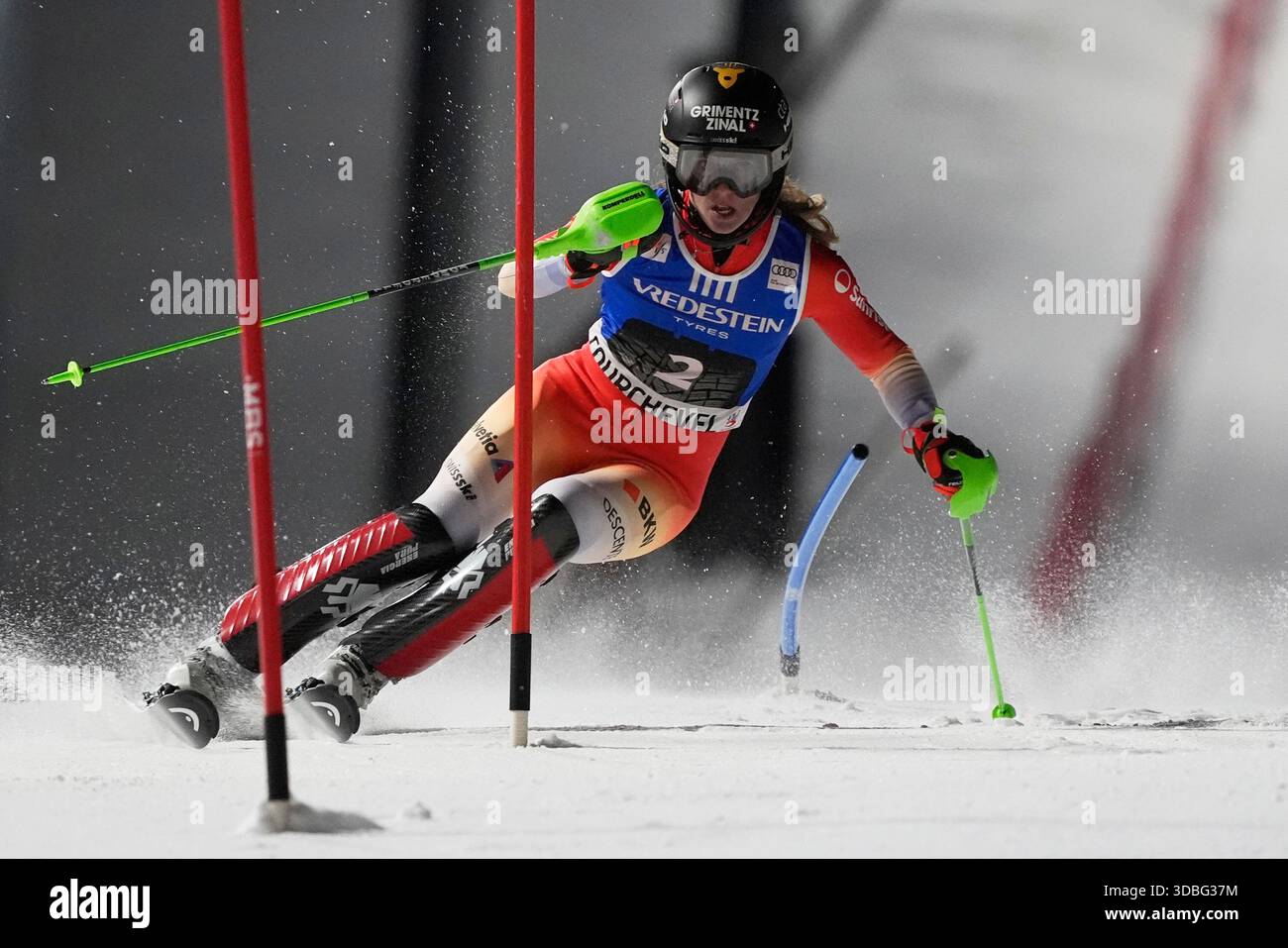 Switzerland's Camille Rast competes in an alpine ski, women's World Cup ...