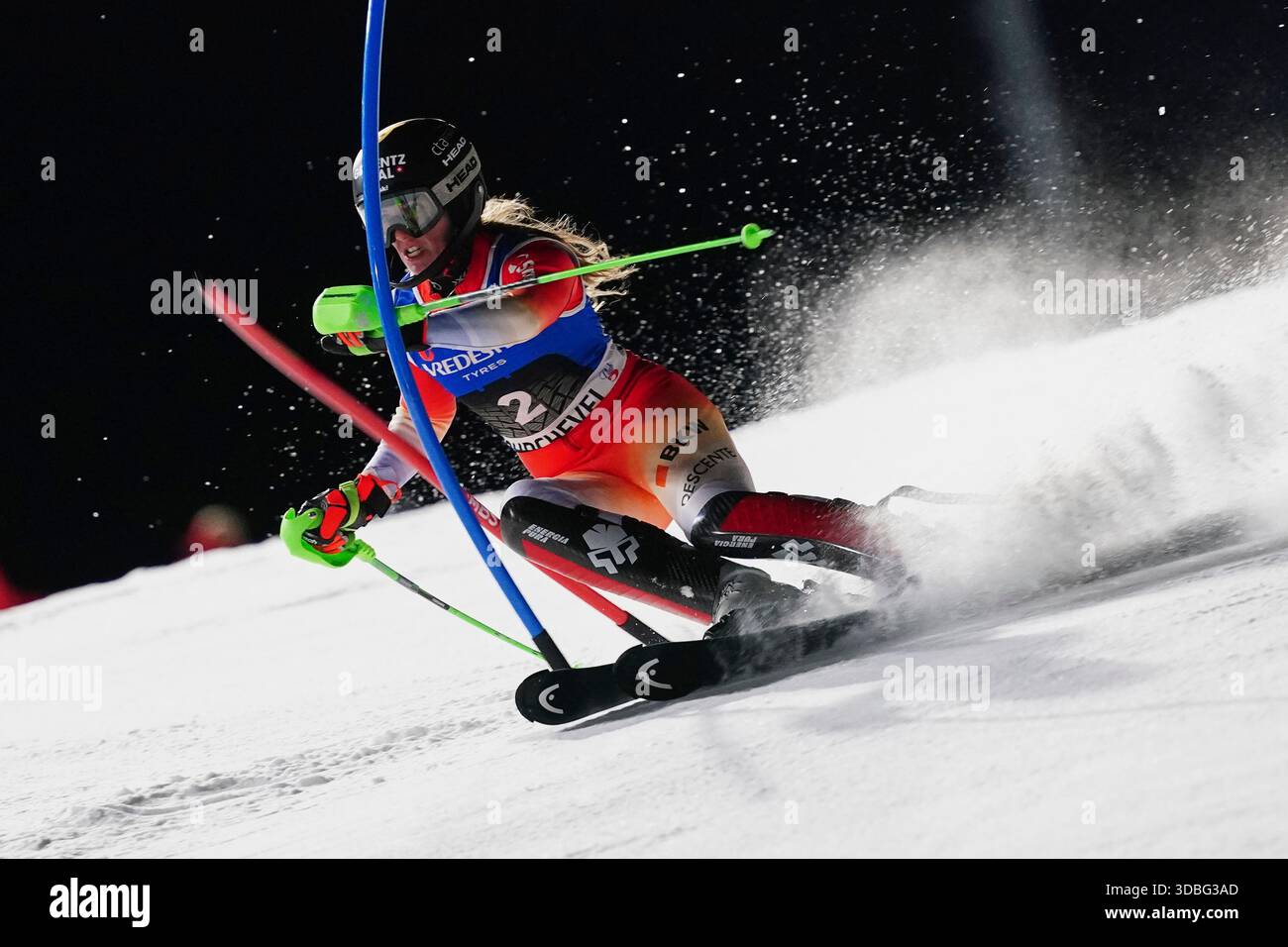 Switzerland's Camille Rast competes in an alpine ski, women's World Cup ...