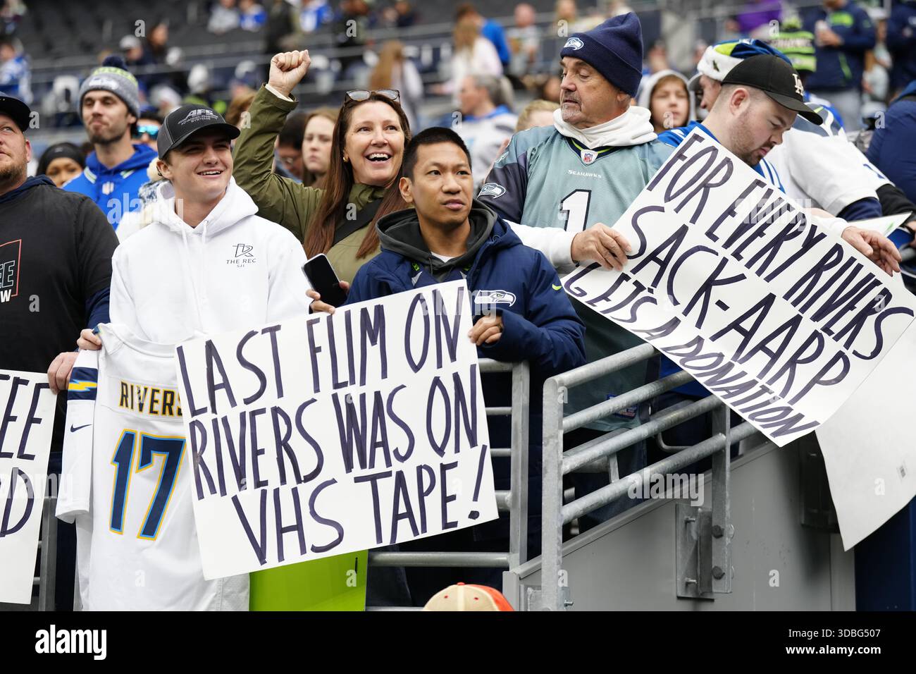 Seattle Seahawks fans looks on before an NFL football game against the ...