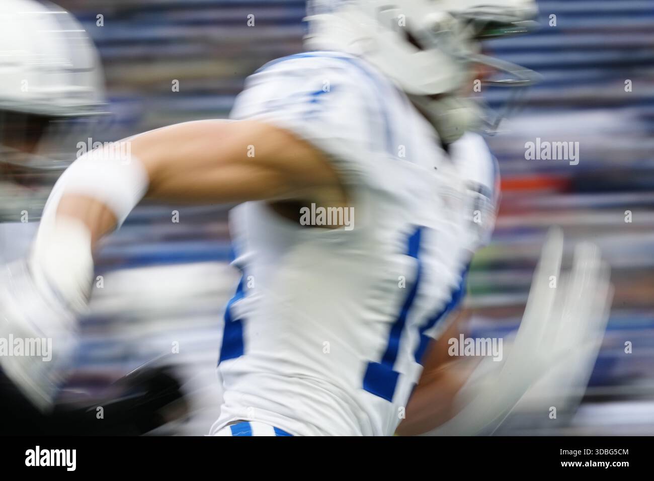 In this photo taken with a slow shutter speed, Indianapolis Colts wide ...