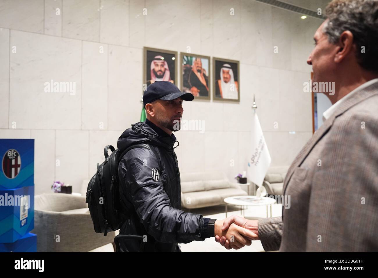 Bologna's sports director Marco Di Vaio arriving at Riyadh airport ...