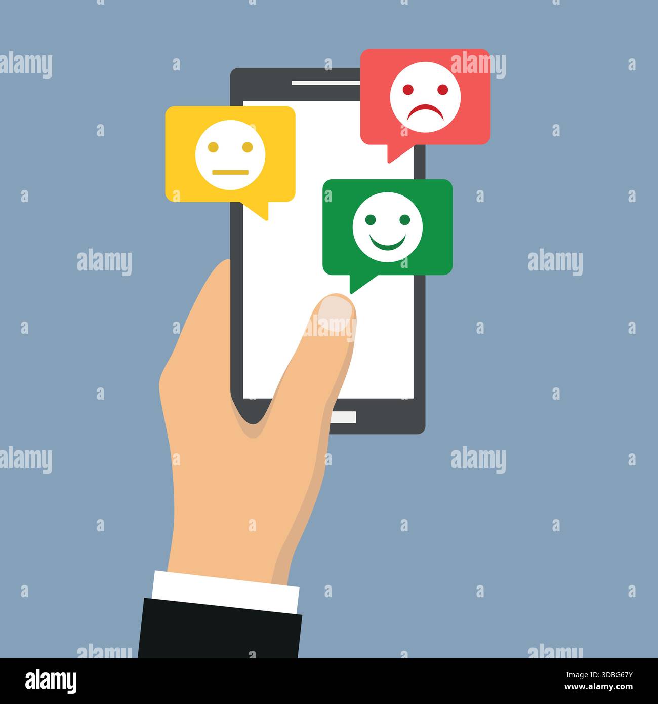 The phone in the hand smiles emotions Stock Vector Image & Art - Alamy