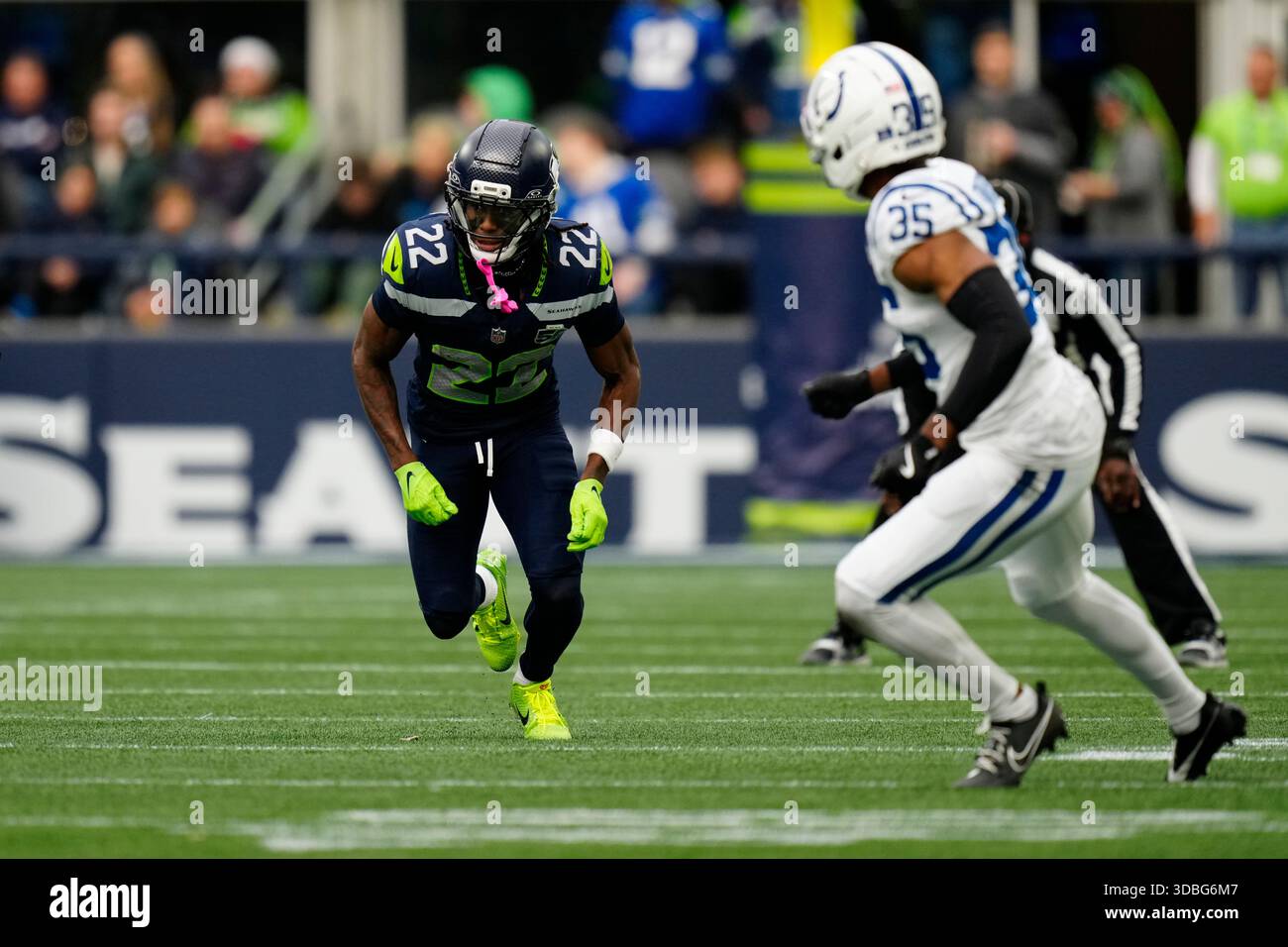 Seattle Seahawks wide receiver Rashid Shaheed (22) runs down the field ...
