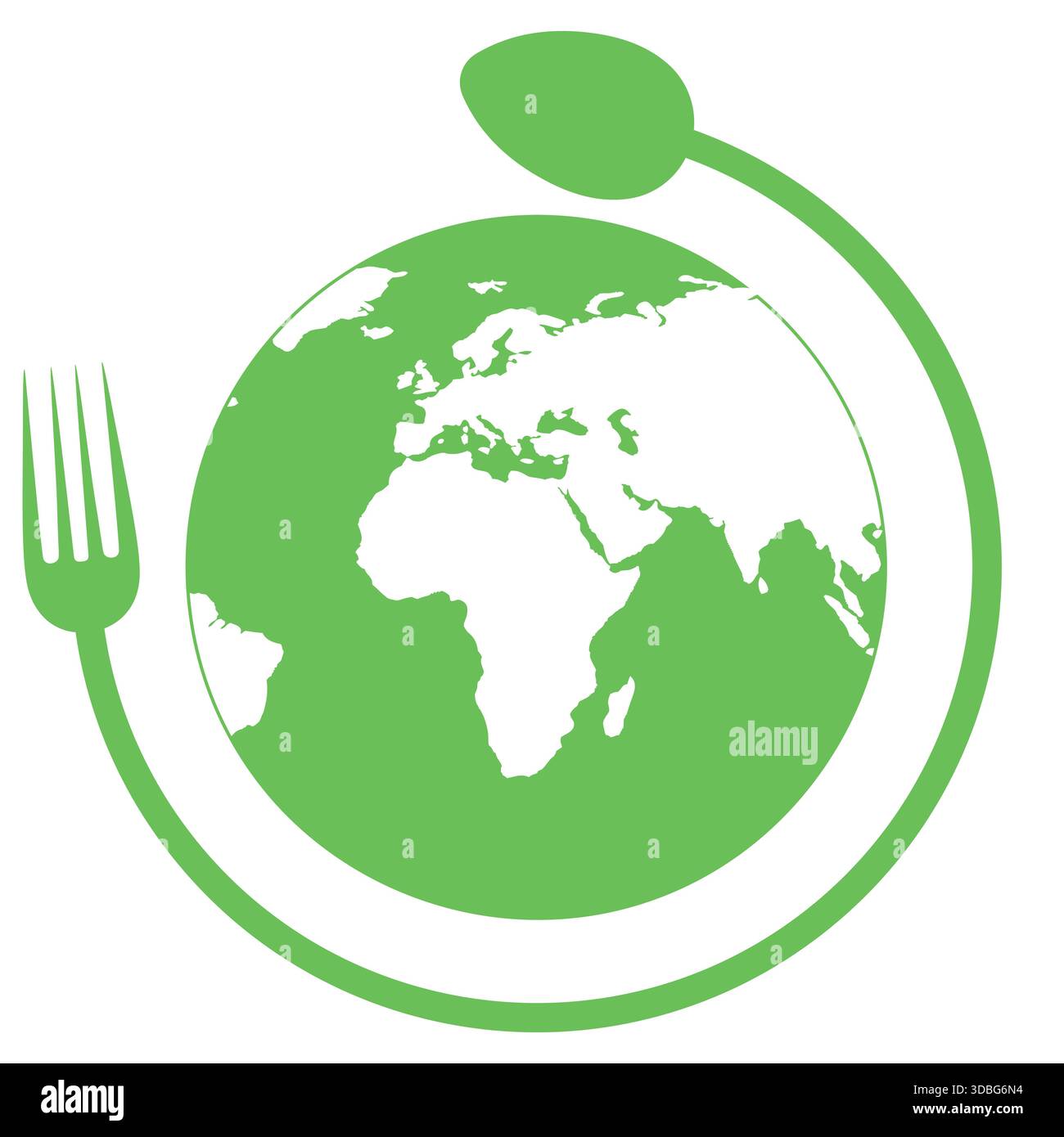 Illustration World Food Day. Globe with a spoon and fork on a white ...